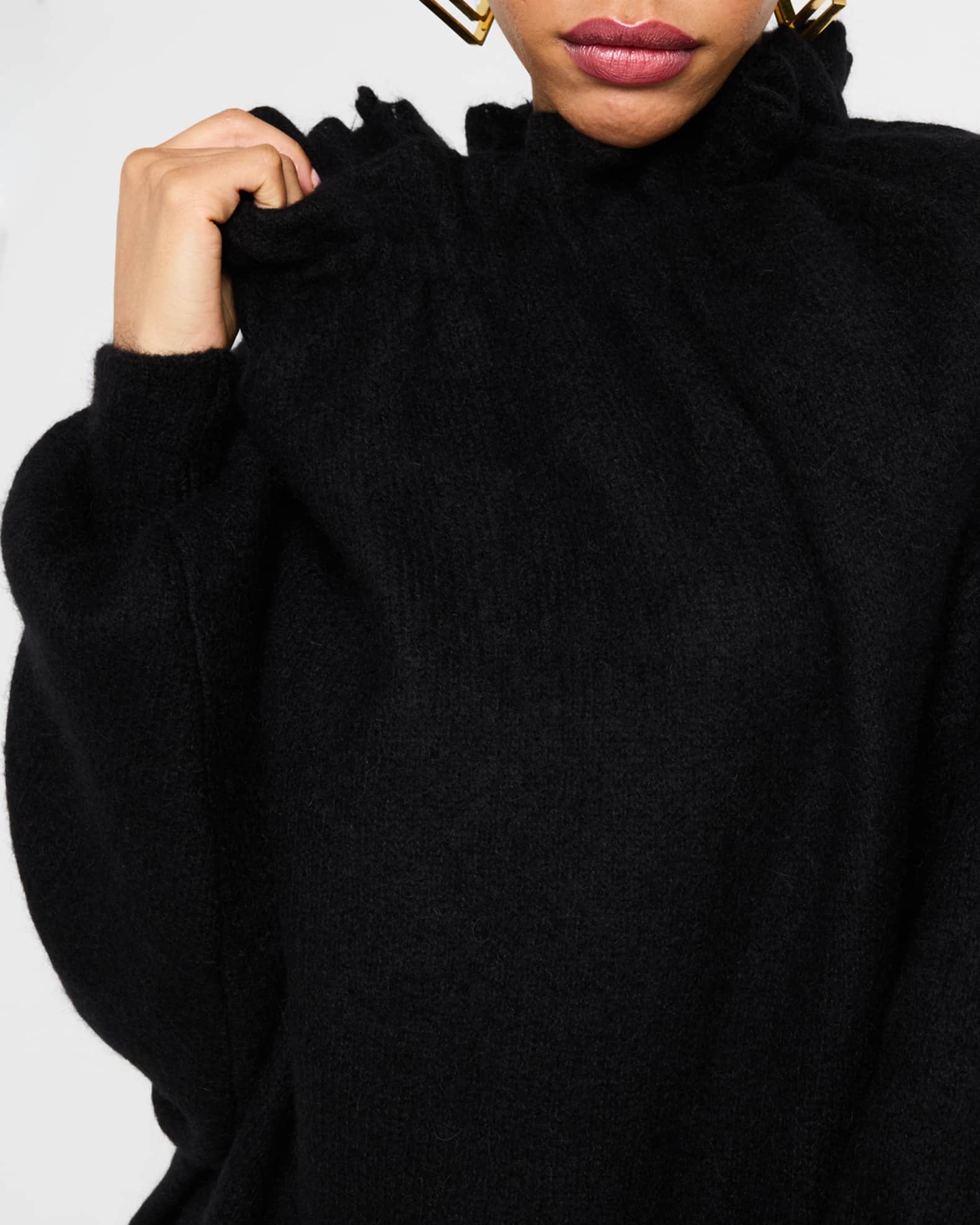 Simone Rocha Gathered Pleated-Neck Oversized Sweater | Neiman Marcus