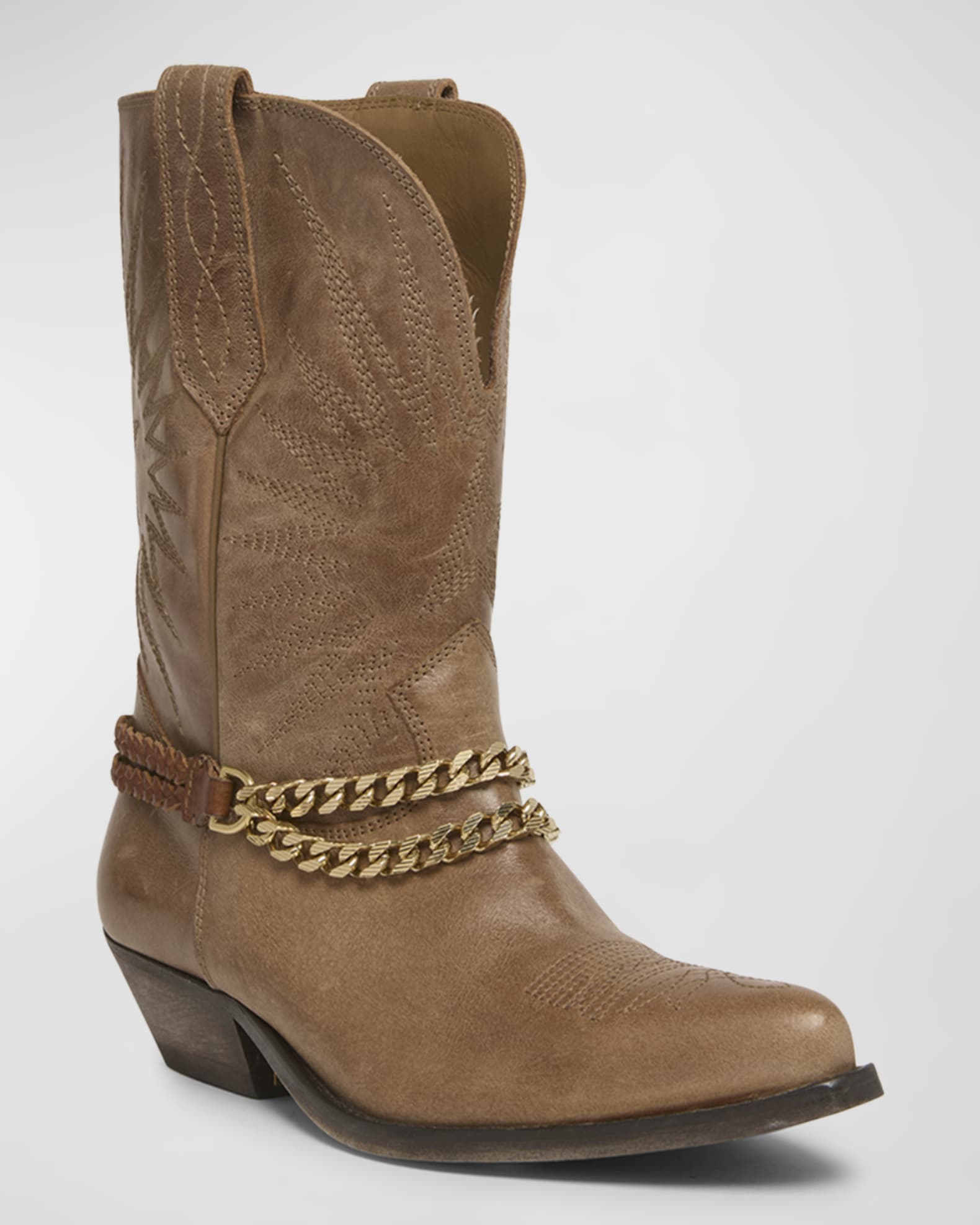 Golden Goose Wish Star Embroidered Leather Cowboy Boots | Neiman Marcus