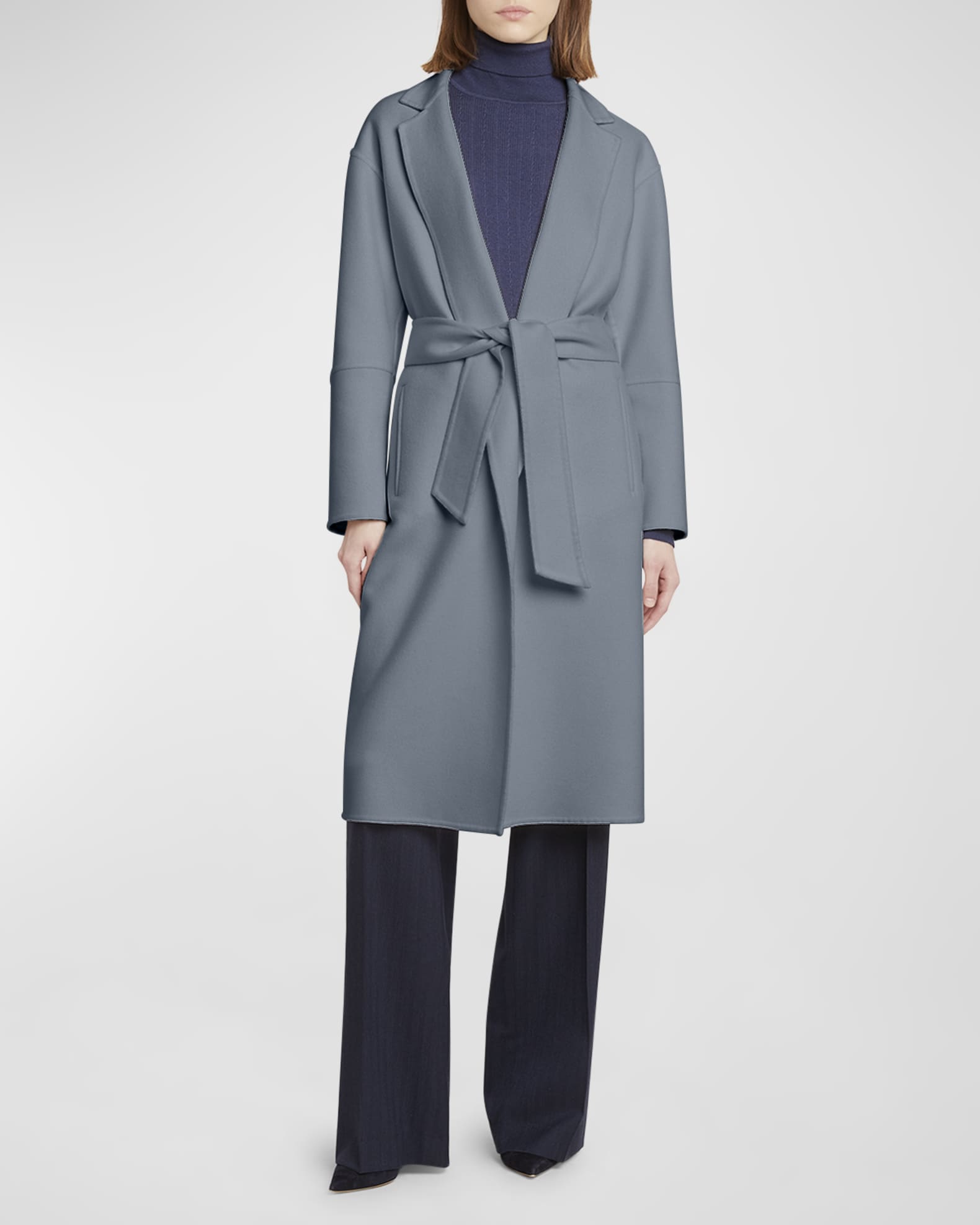 Kiton Double-Face Cashmere Wrap Coat | Neiman Marcus