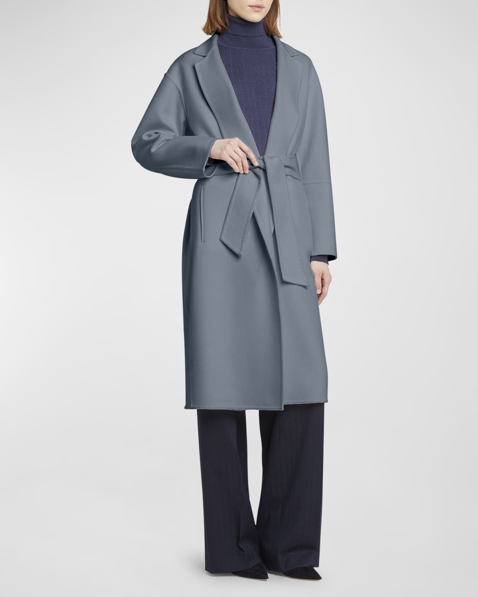 Kiton Double-Face Cashmere Wrap Coat | Neiman Marcus