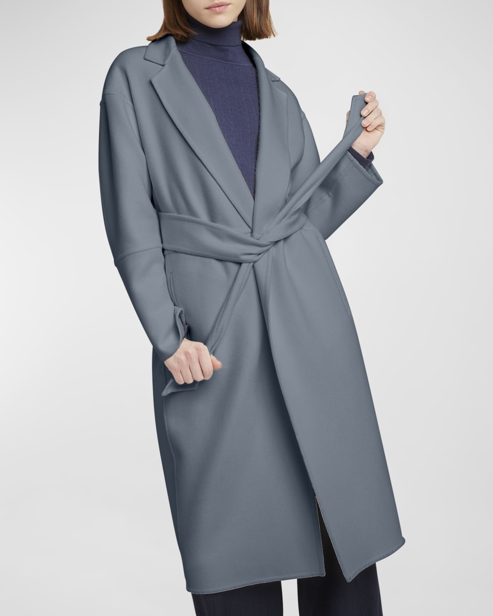 Kiton Double-Face Cashmere Wrap Coat | Neiman Marcus