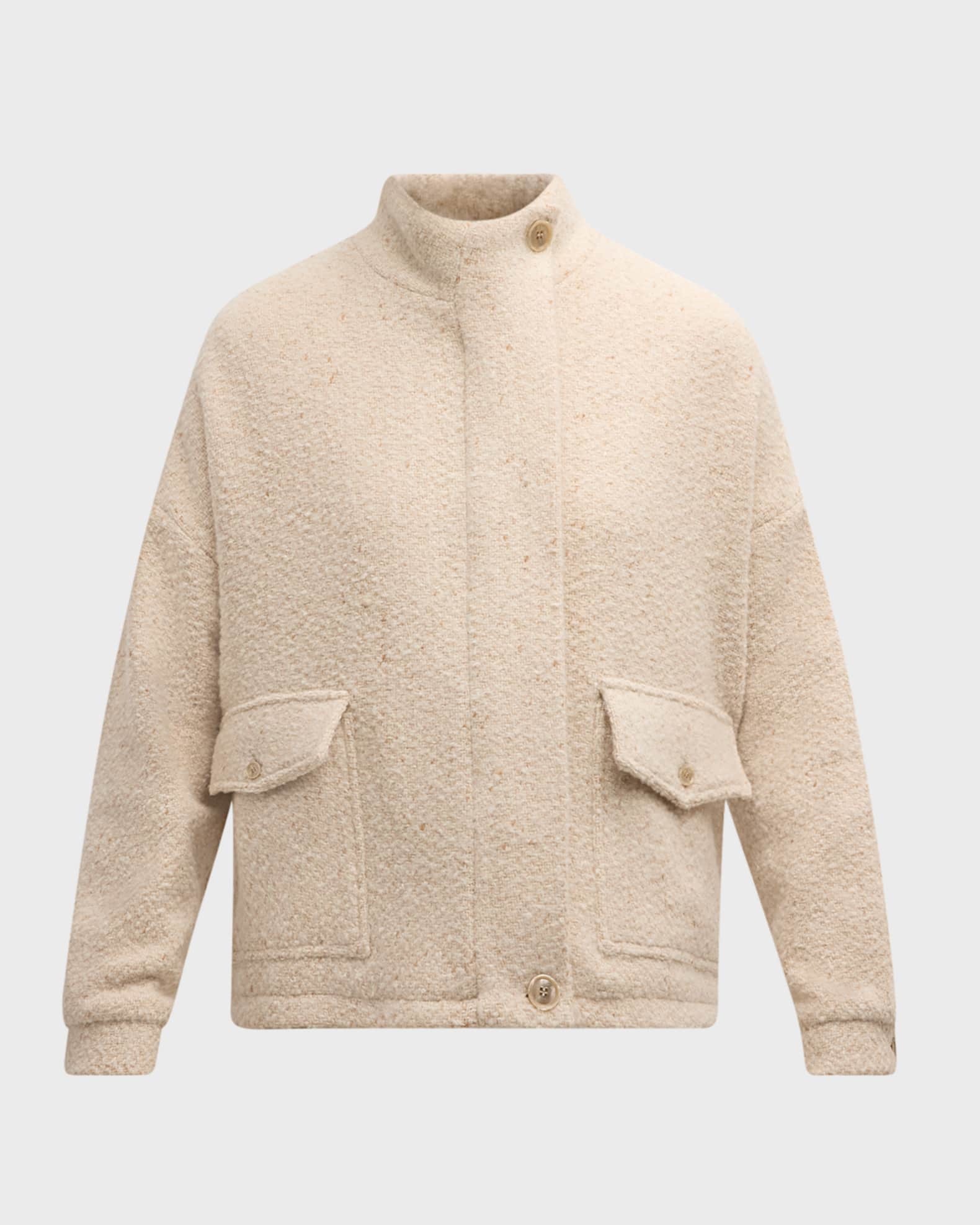 Kiton Cashmere-Blend Tweed Shirt Jacket | Neiman Marcus