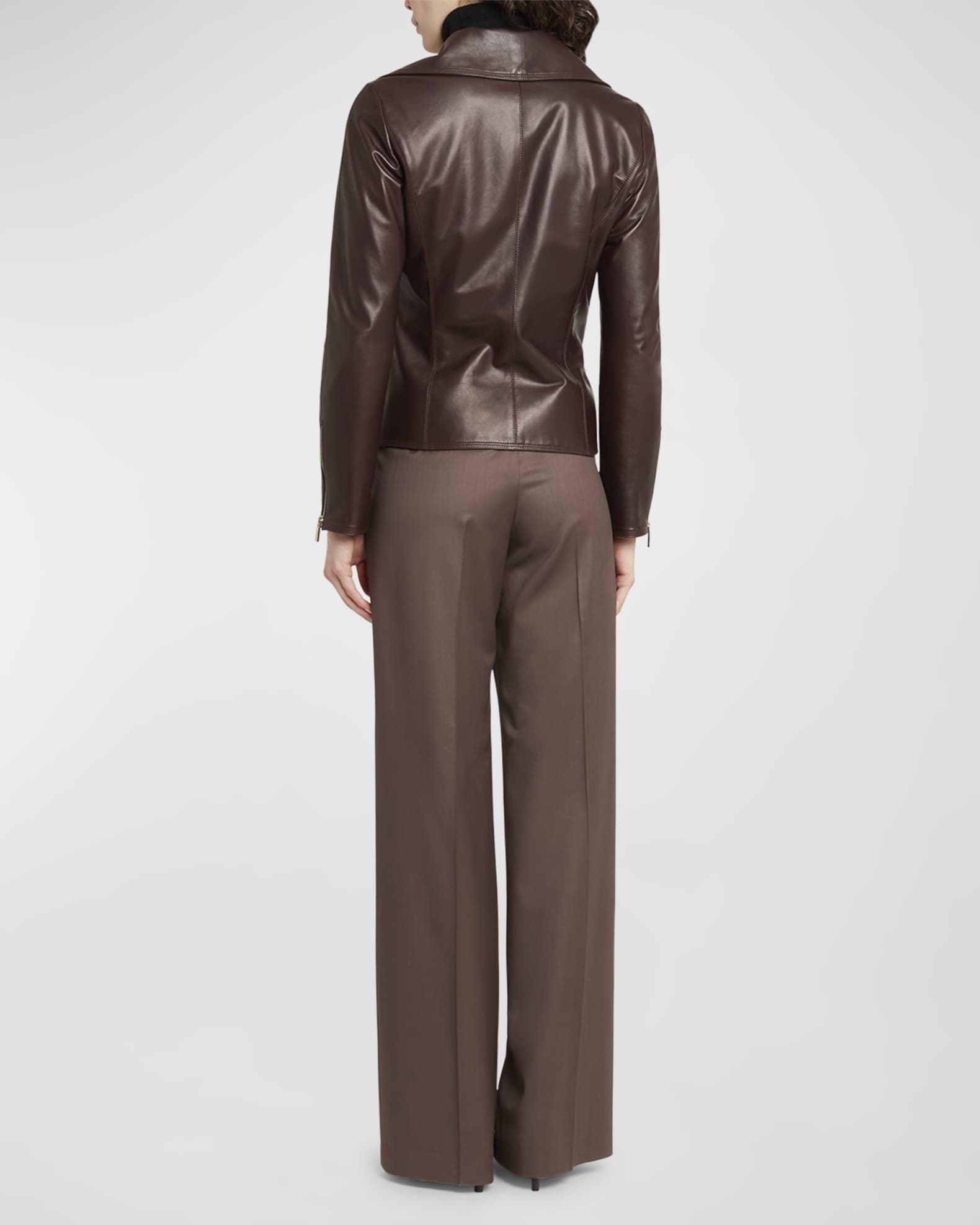 Kiton Golden-Hardware Leather Moto Jacket | Neiman Marcus