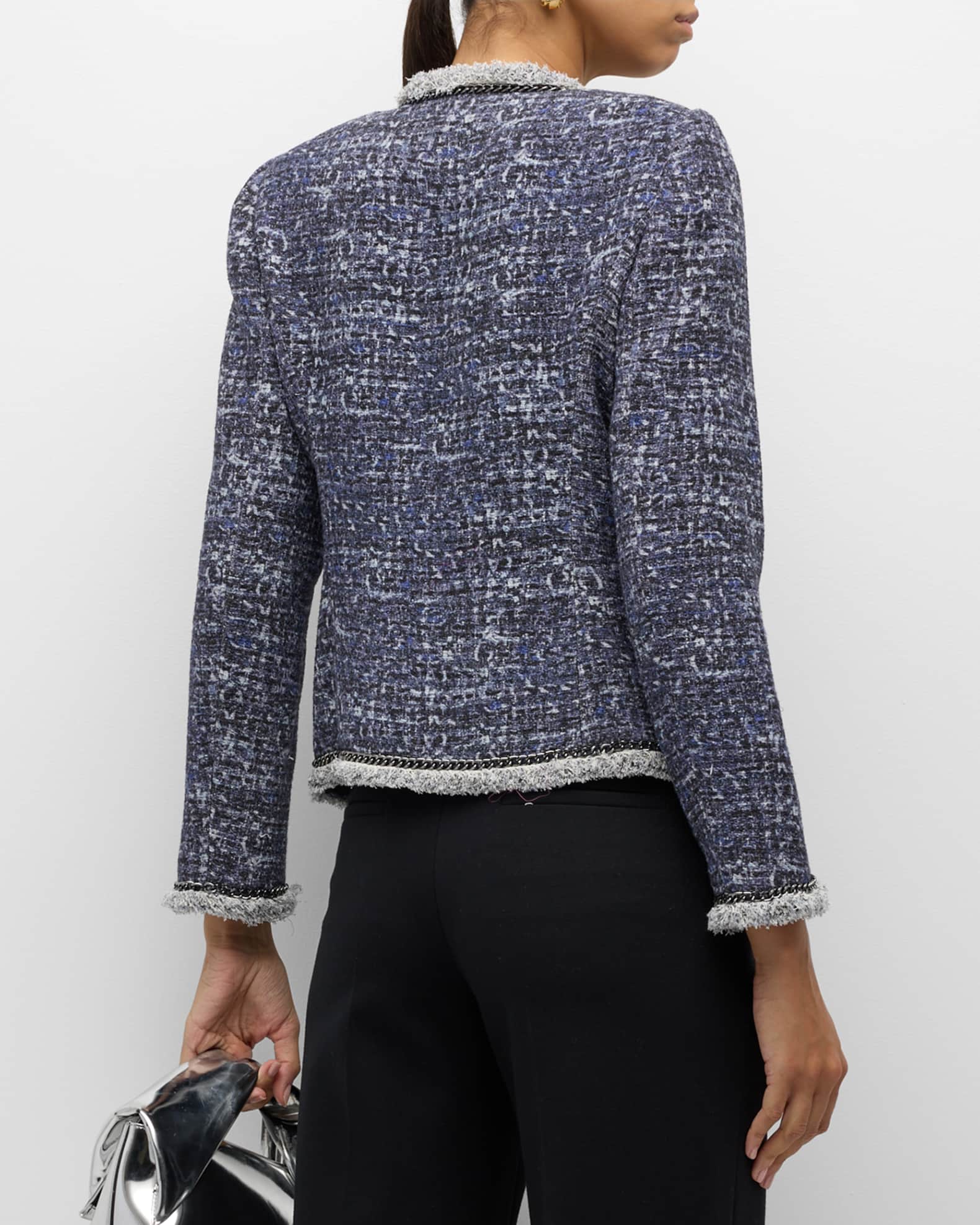 Kobi Halperin Keaton Chain-Trim Fringed Tweed Jacket | Neiman Marcus