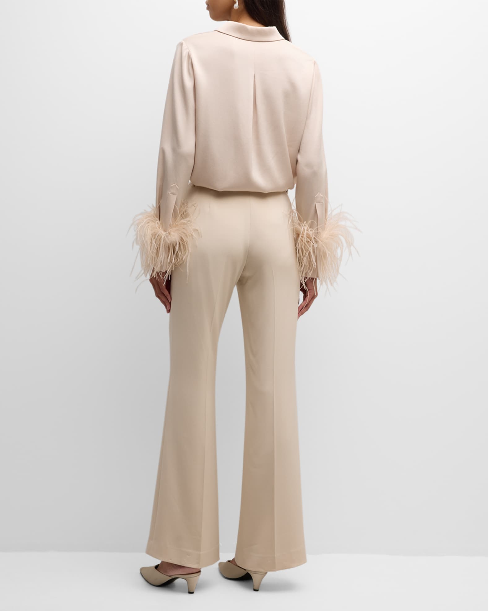 Kobi Halperin Murphy Feather-Trim Collared Blouse | Neiman Marcus