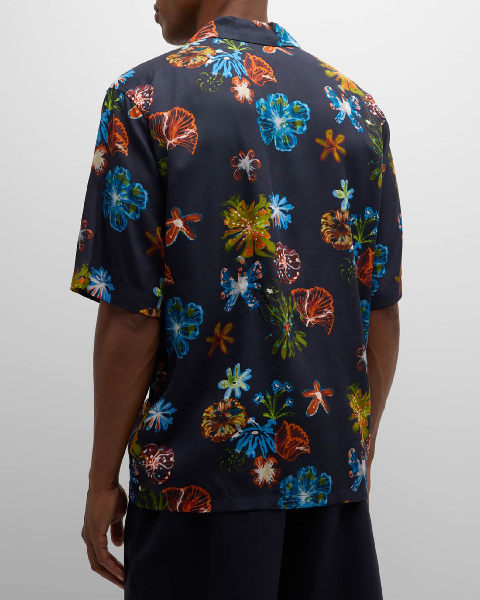Scotch & Soda Men's Floral-Print Lyocell Camp Shirt | Neiman Marcus