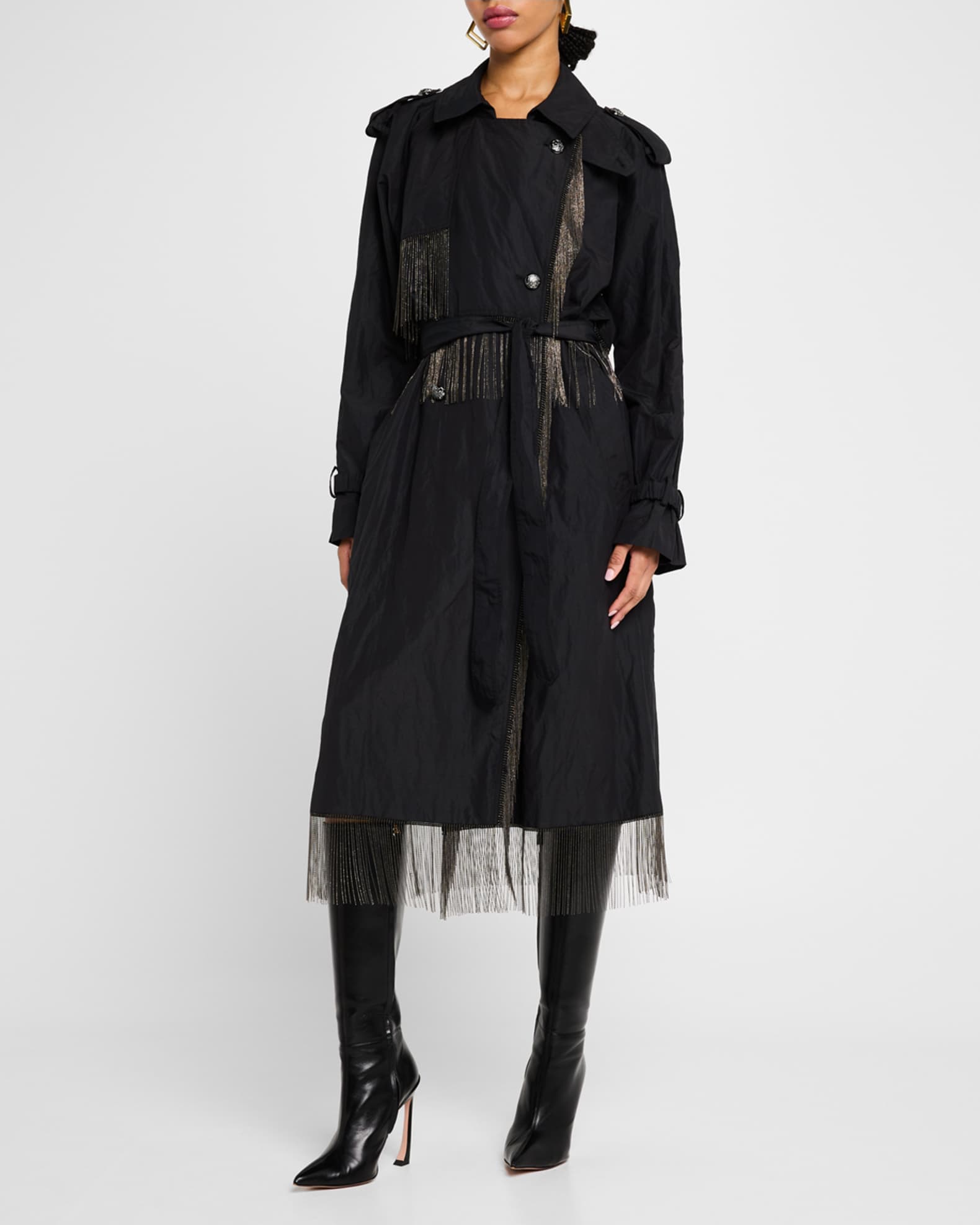 Kobi Halperin Orly Crinkled Chain Fringe Coat | Neiman Marcus
