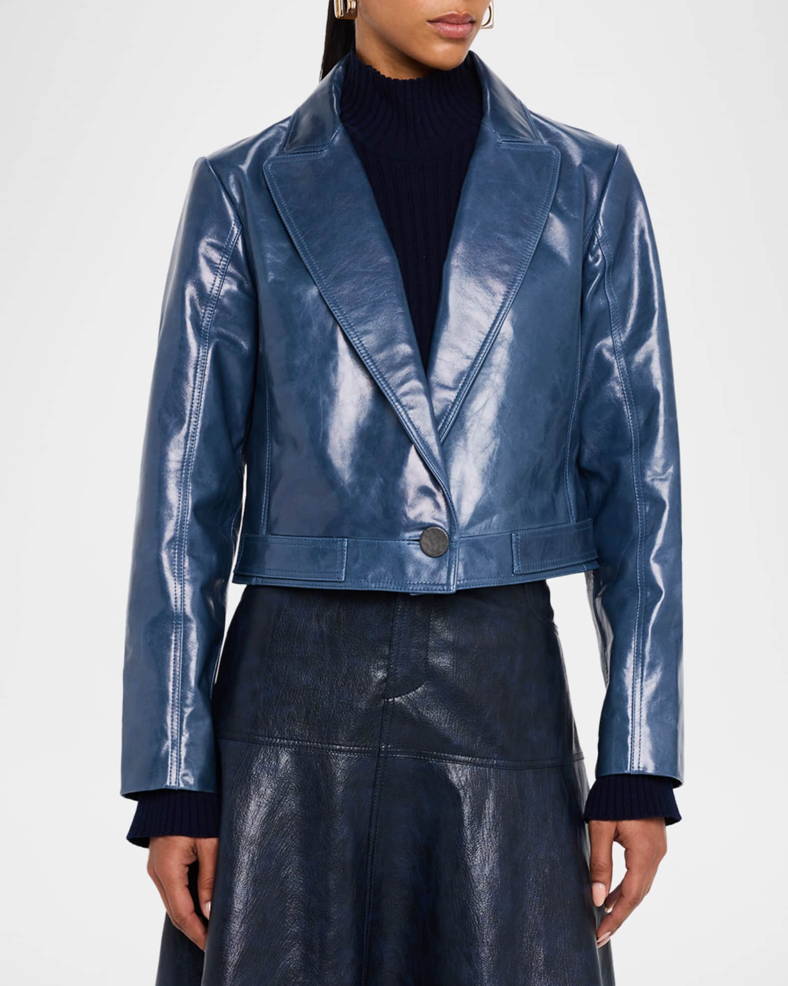 Astra Cropped Leather Jacket | Neiman Marcus