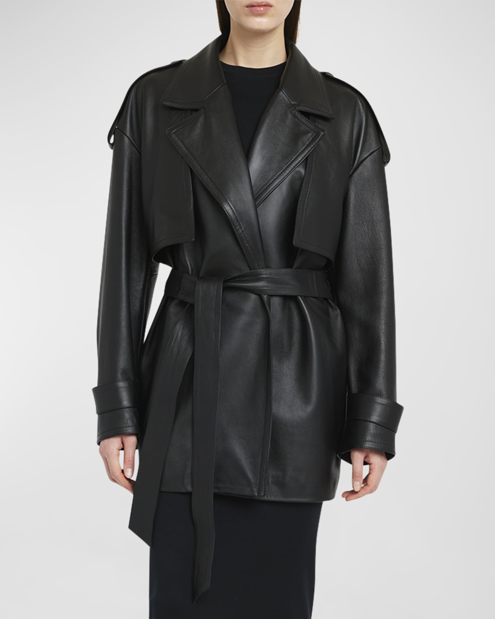 ARMARIUM Emma Leather Wrap Trench Jacket | Neiman Marcus