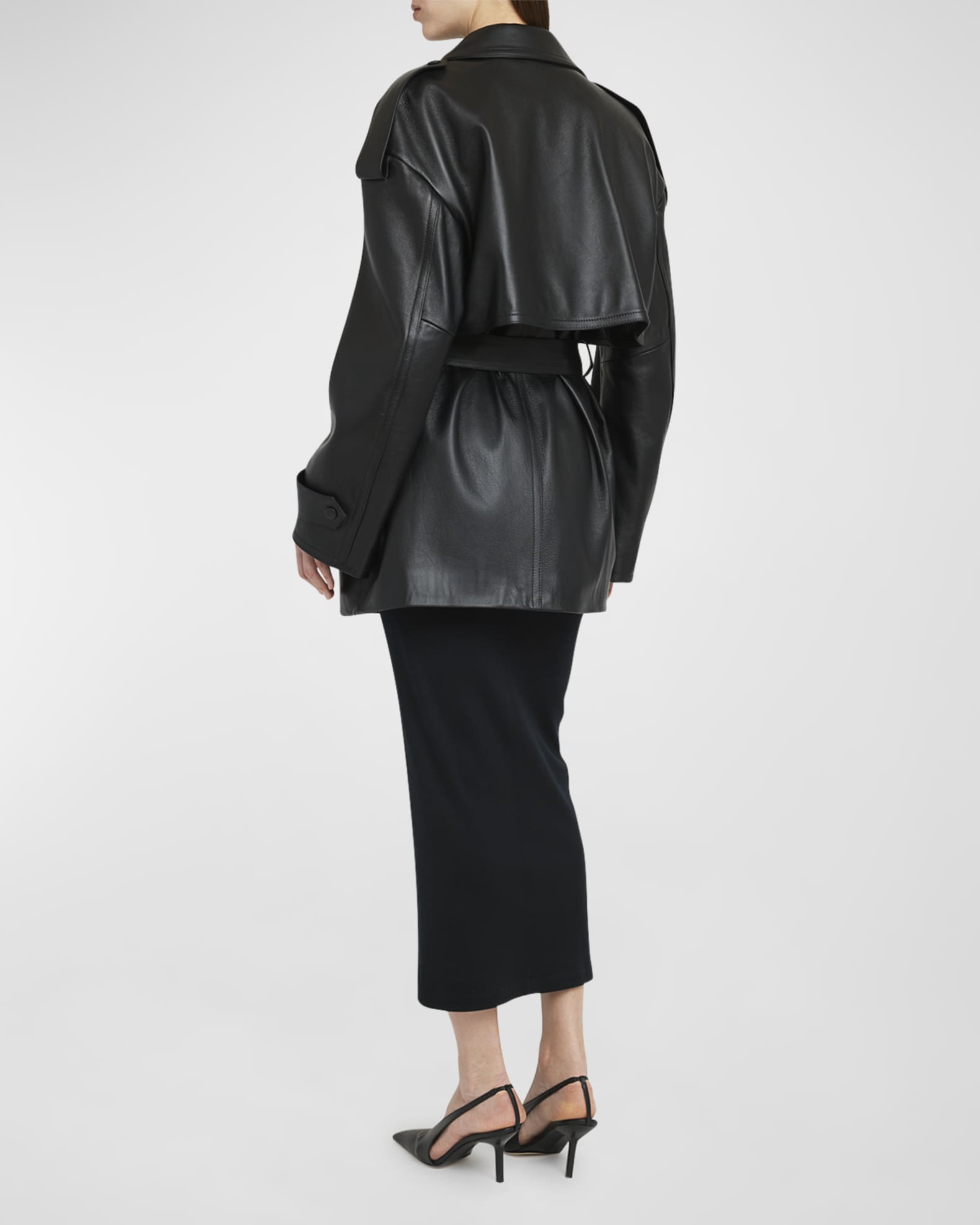 ARMARIUM Emma Leather Wrap Trench Jacket | Neiman Marcus