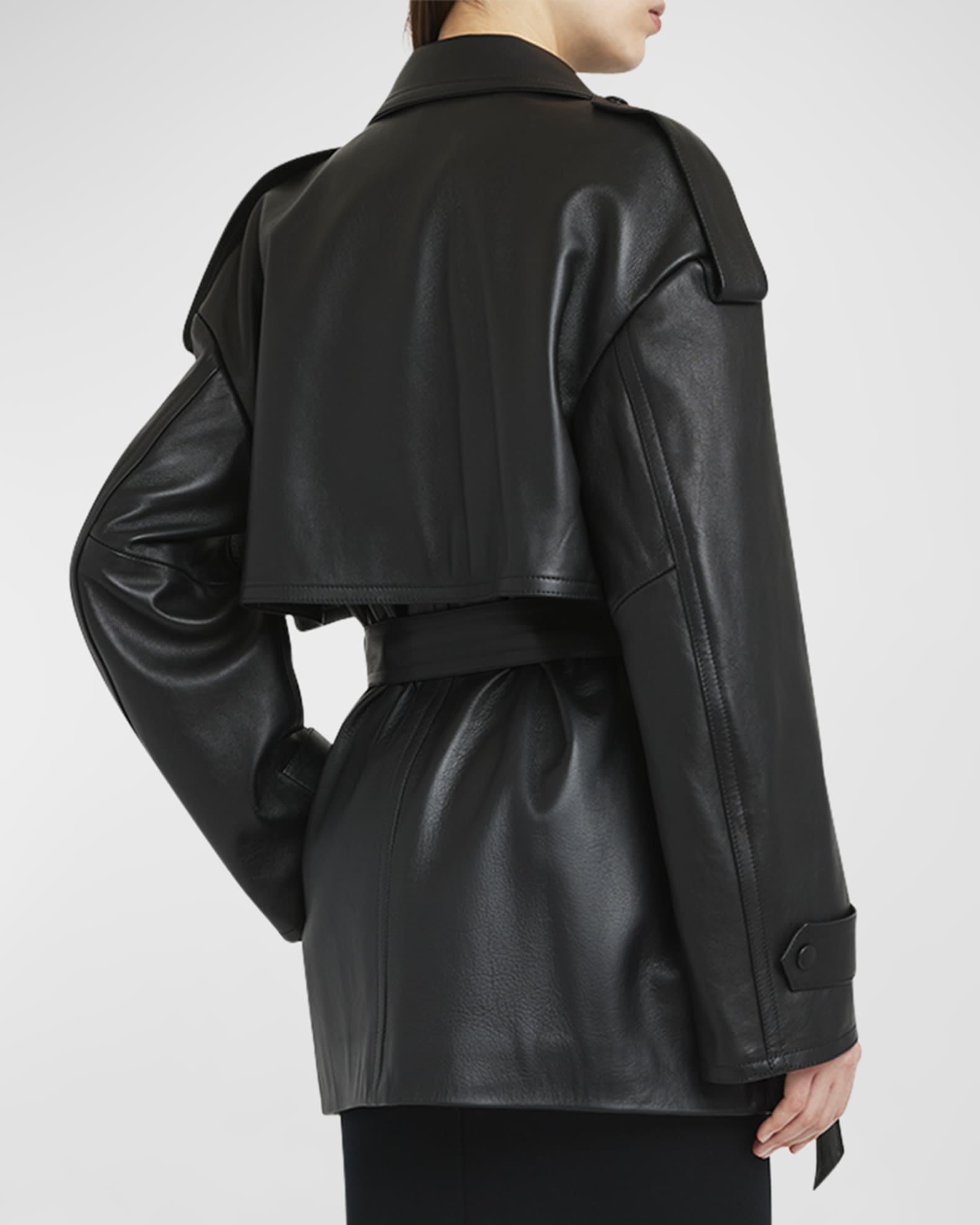ARMARIUM Emma Leather Wrap Trench Jacket | Neiman Marcus