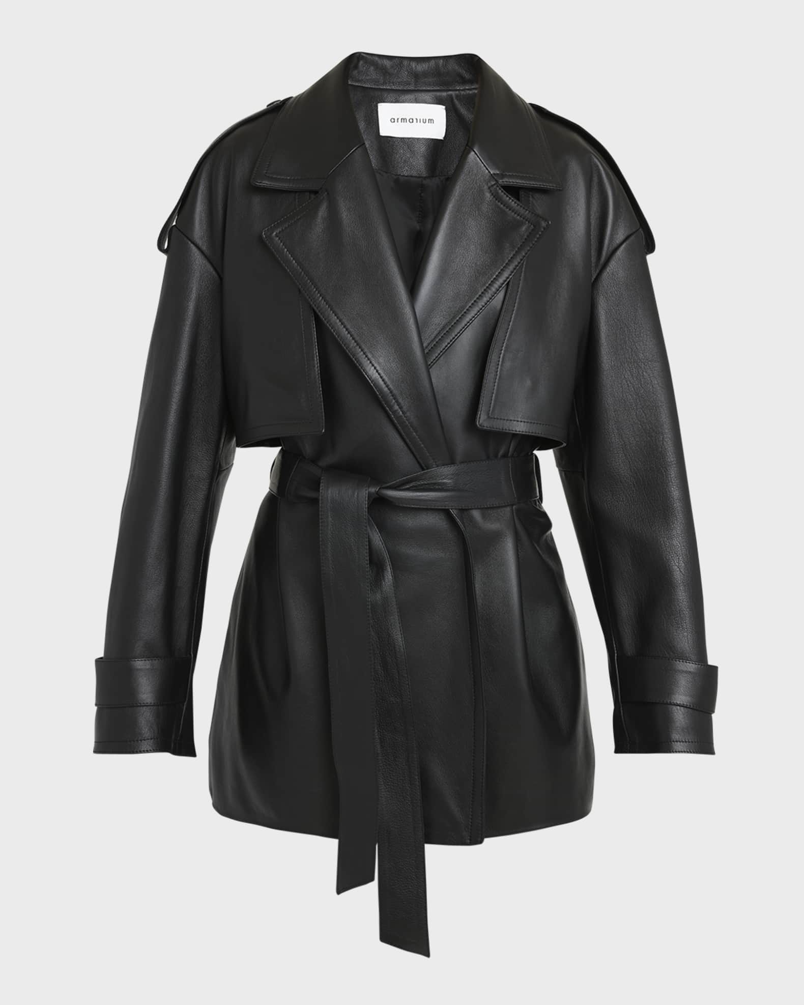 ARMARIUM Emma Leather Wrap Trench Jacket | Neiman Marcus