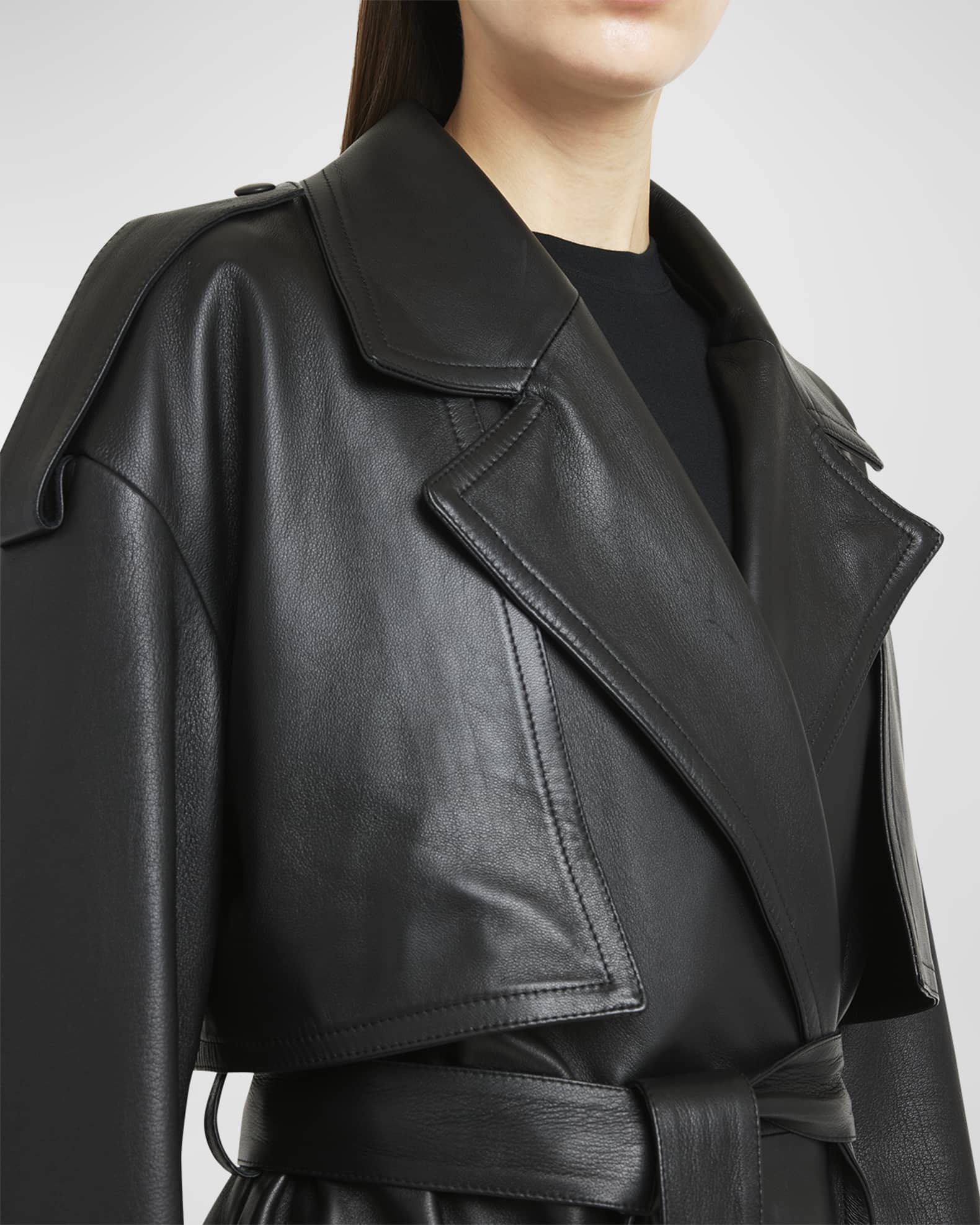 ARMARIUM Emma Leather Wrap Trench Jacket | Neiman Marcus