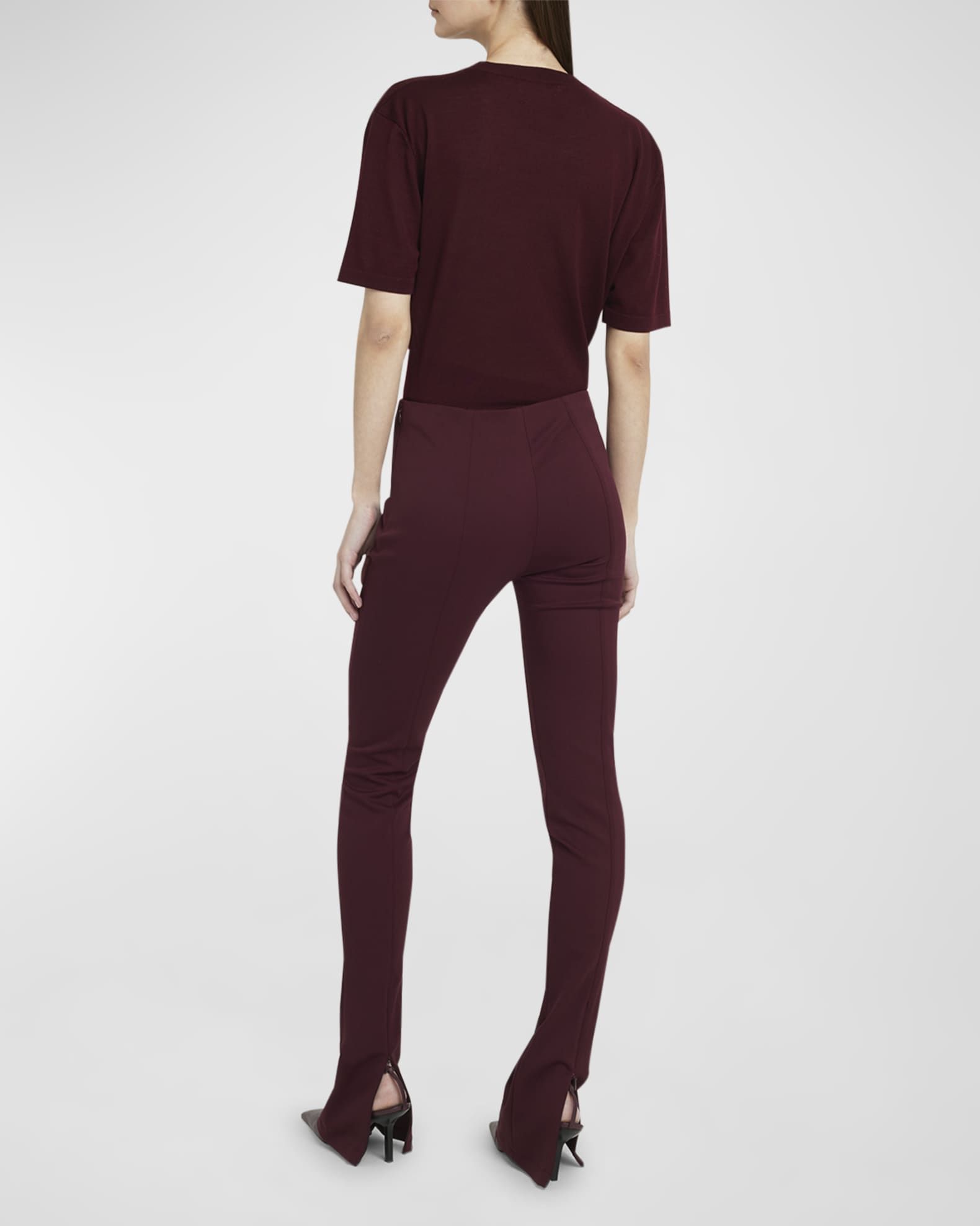 ARMARIUM Ambrogio Skinny-Leg Slit-Hem Pants | Neiman Marcus