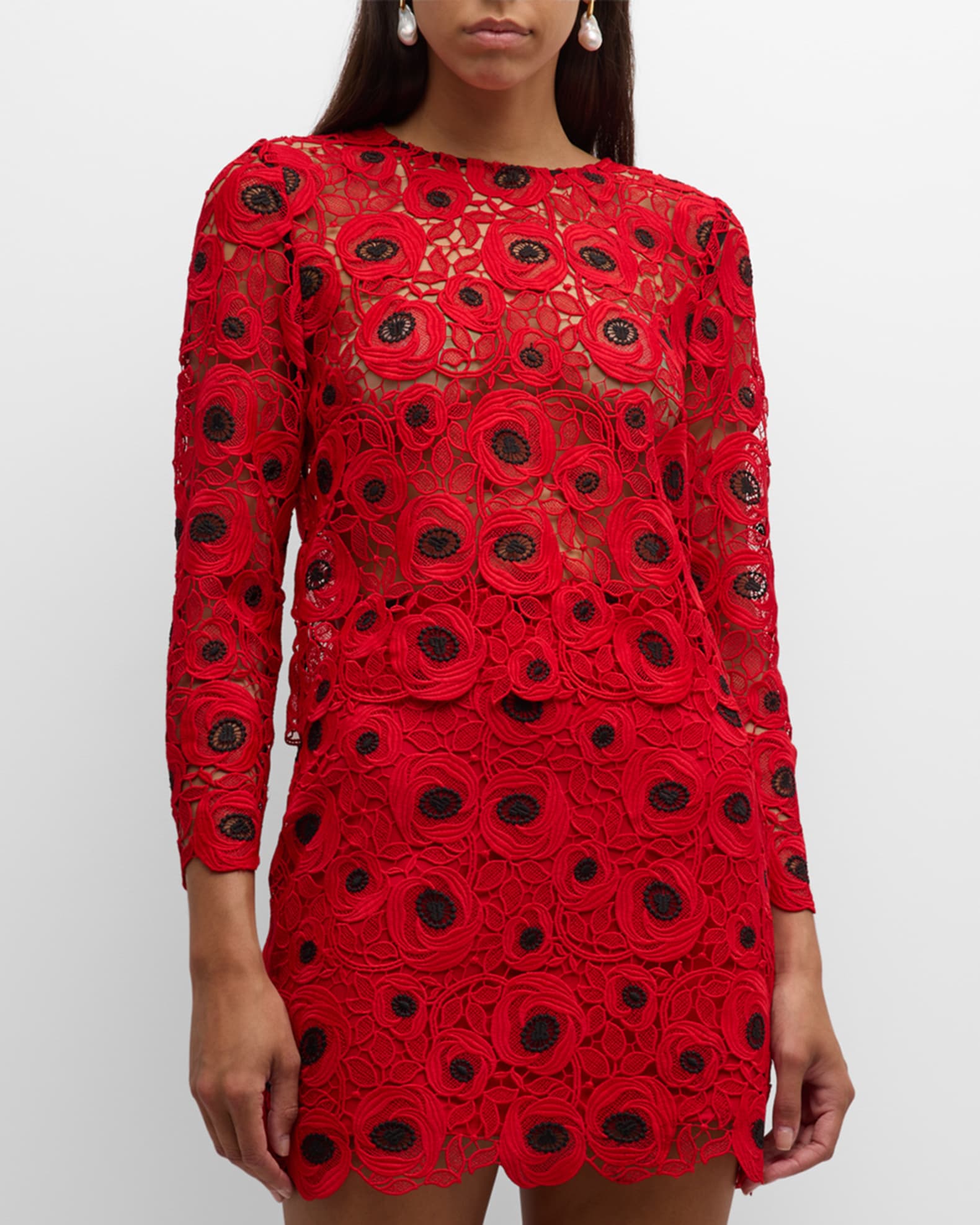 Milly Nori Embroidered Floral Lace Top | Neiman Marcus
