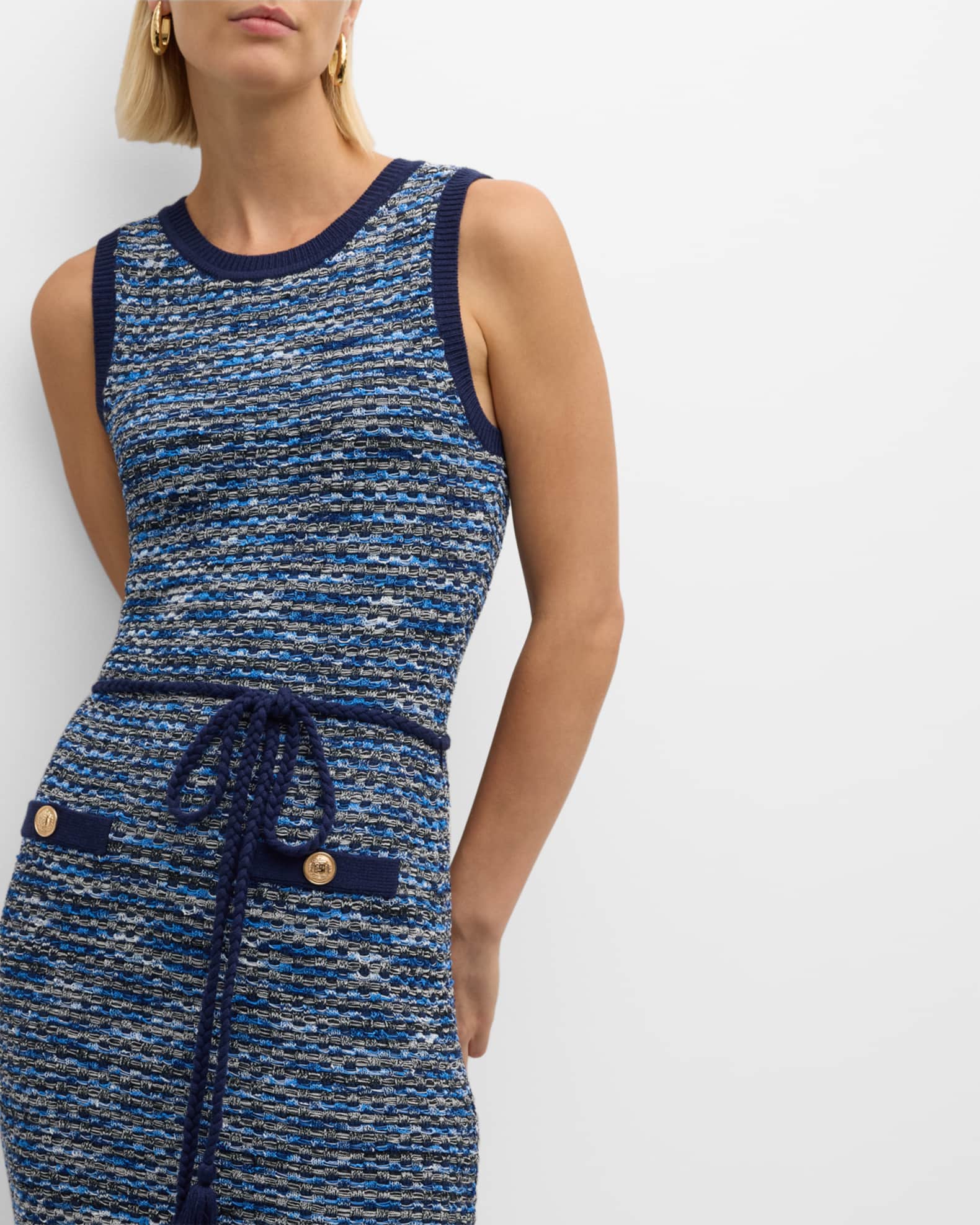 Milly Kim Belted Knit Bodycon Midi Dress | Neiman Marcus