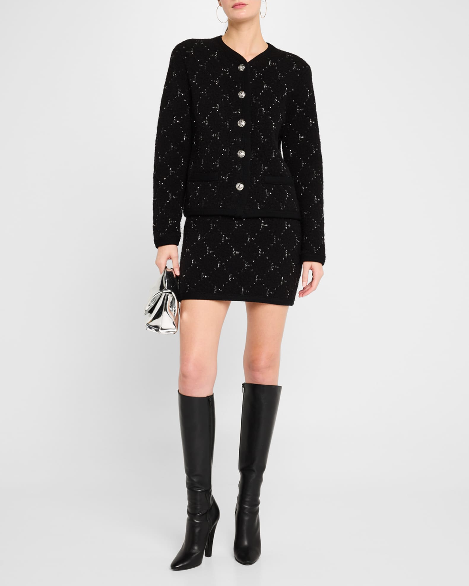 Kobi Halperin Salem Sequin-Embellished Fuzzy Knit Mini Skirt | Neiman ...
