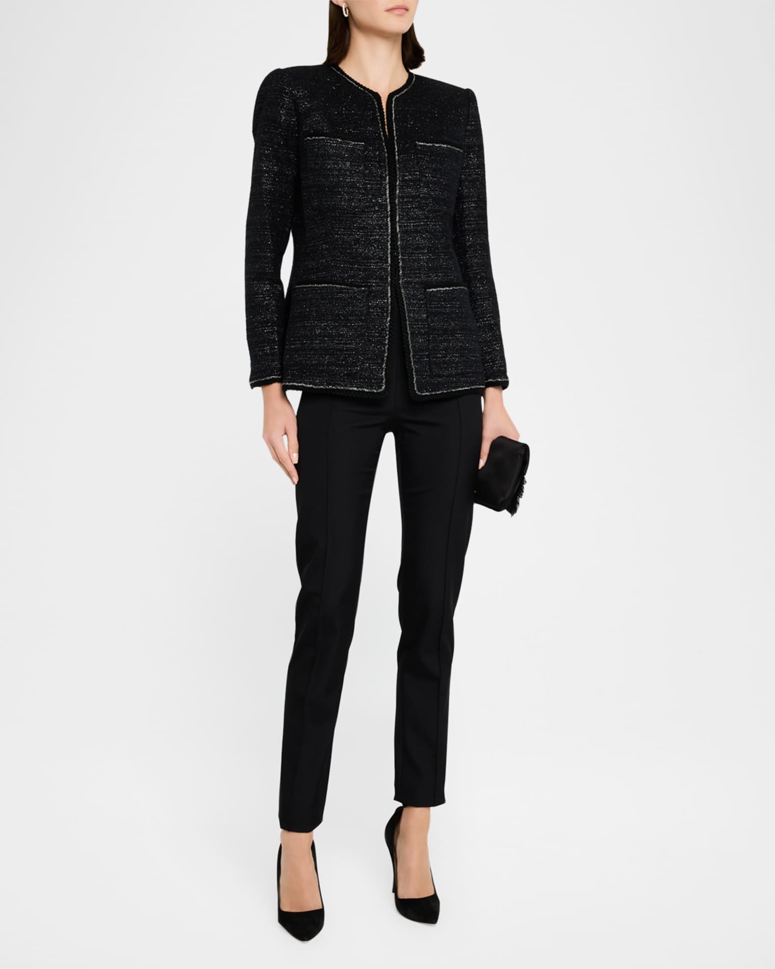 Kobi Halperin Teigen Chain-Trim Metallic Tweed Jacket | Neiman Marcus