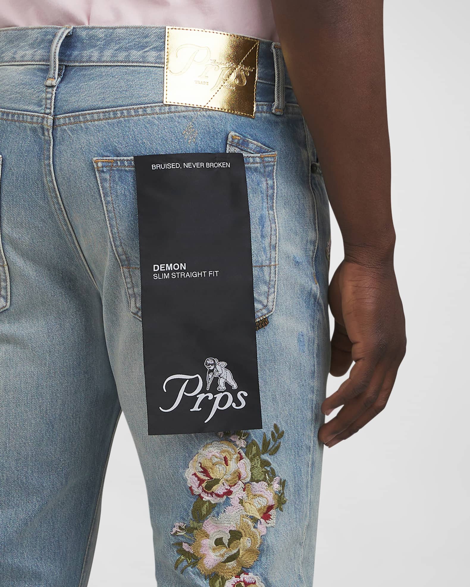PRPS Men's Peony Embroidered Jeans | Neiman Marcus