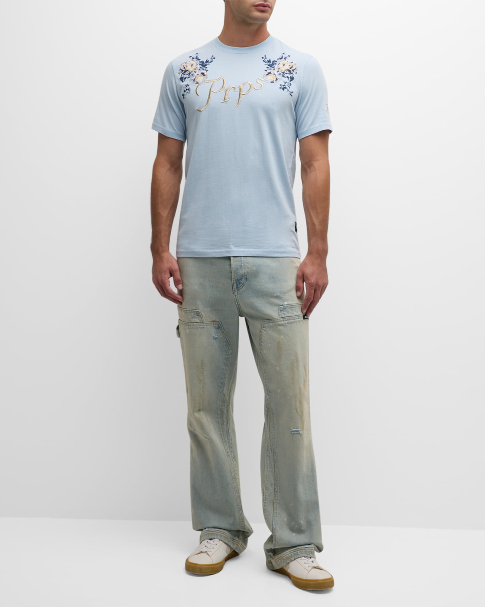 PRPS Men's Gardenia Embroidered T-Shirt | Neiman Marcus