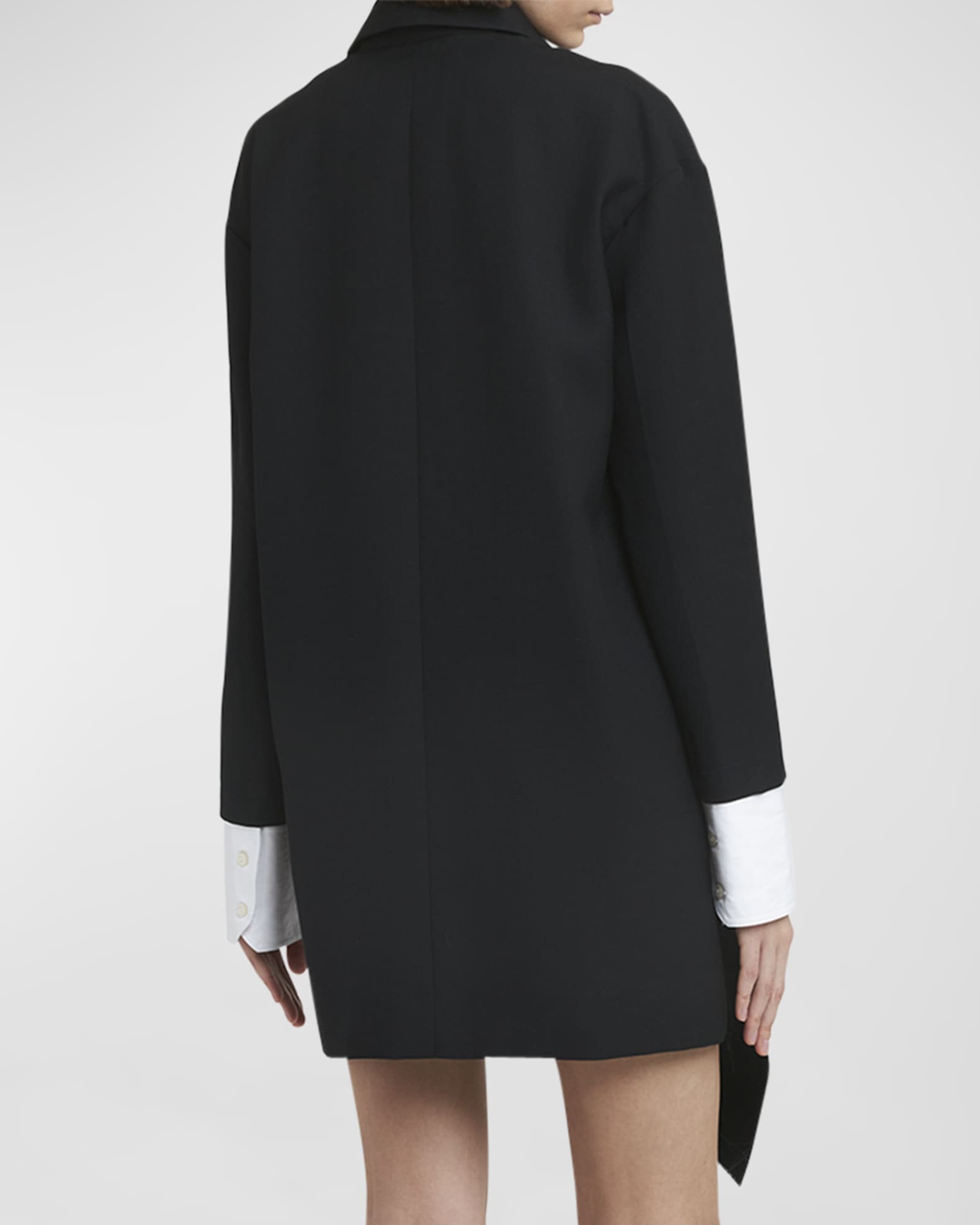 Plan C Contrast-Cuff Long-Sleeve Mini Shirtdress | Neiman Marcus