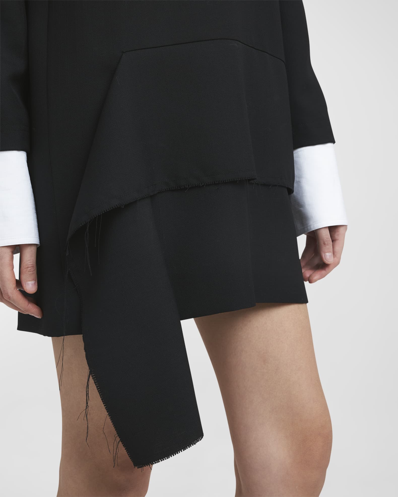 Plan C Contrast-Cuff Long-Sleeve Mini Shirtdress | Neiman Marcus