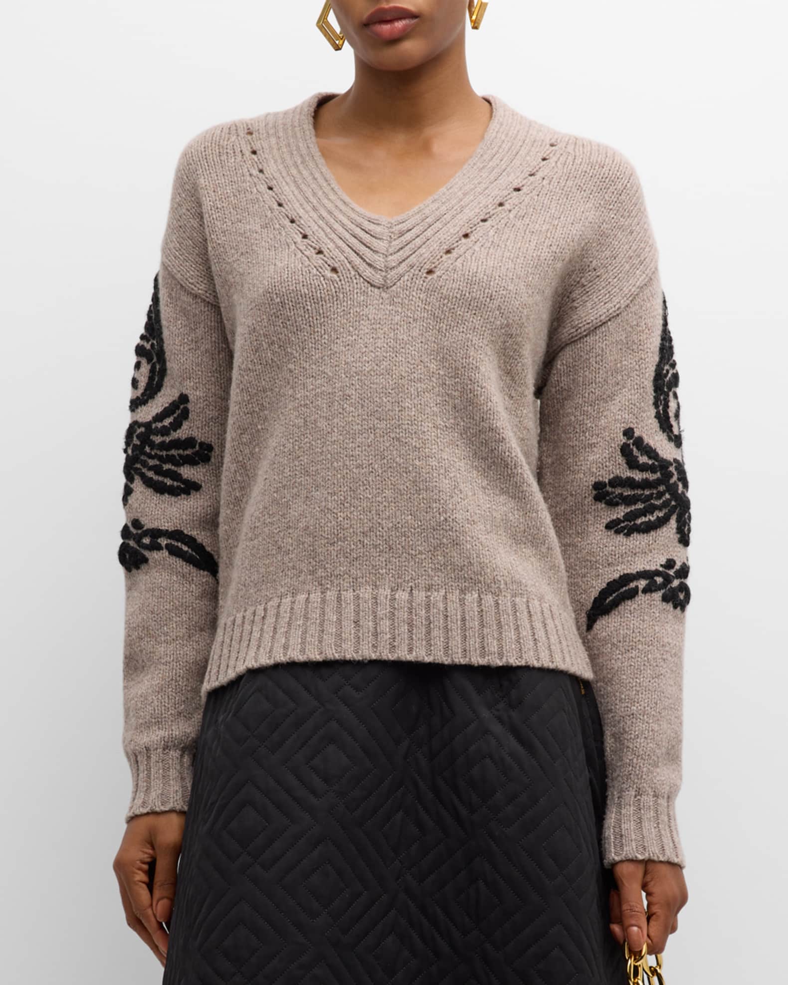 Dea Kudibal Pippa Knit Paisley-Embroidered Sweater | Neiman Marcus
