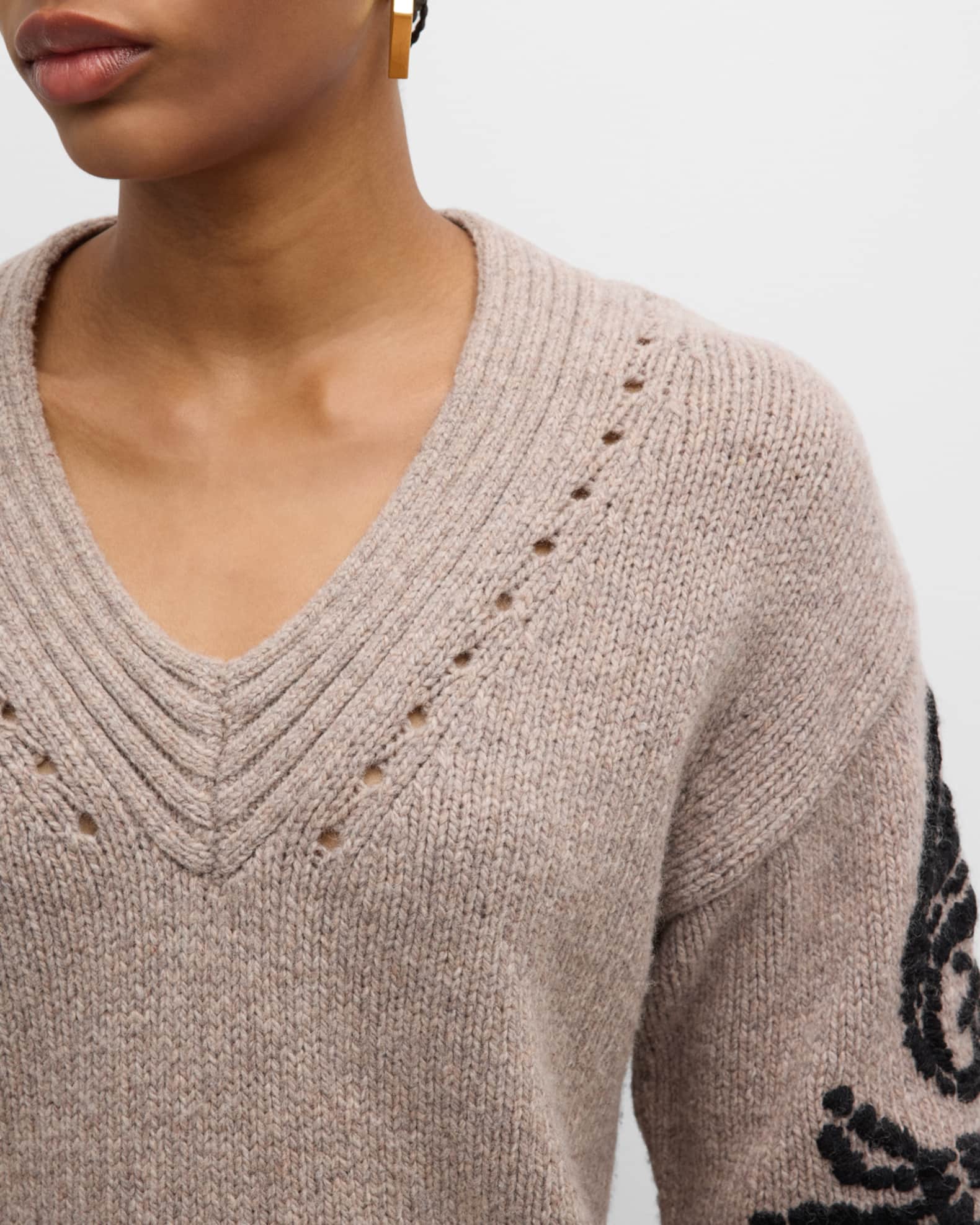 Dea Kudibal Pippa Knit Paisley-Embroidered Sweater | Neiman Marcus