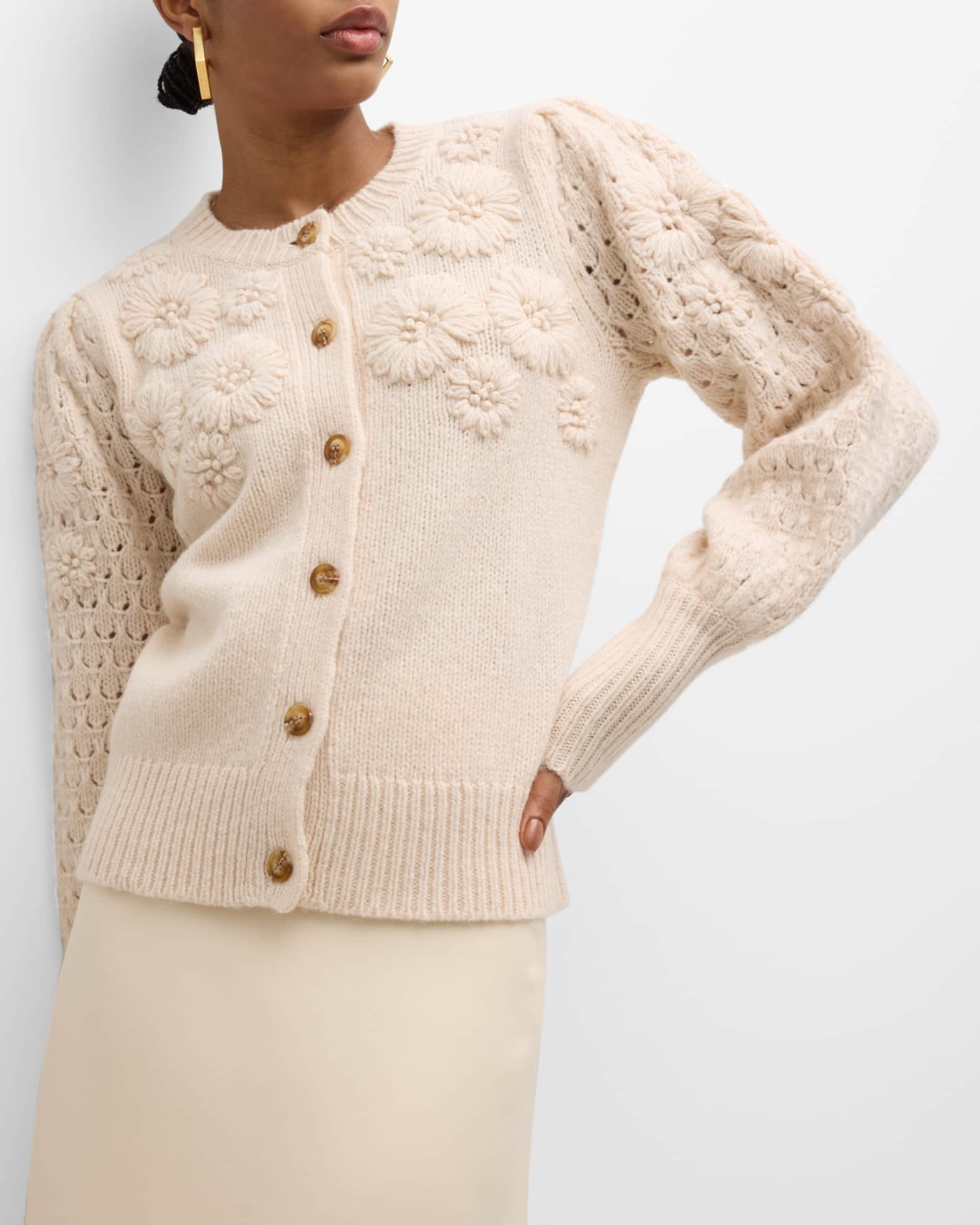 Dea Kudibal Feline Knit Floral-Embroidered Sweater | Neiman Marcus