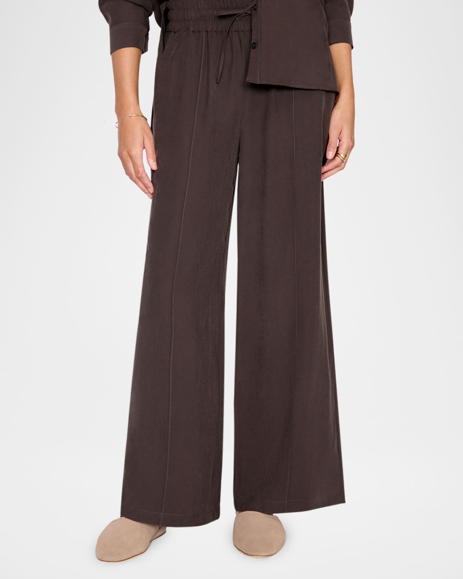 Brochu Walker Aaron Wide-Leg Pintuck Pants | Neiman Marcus
