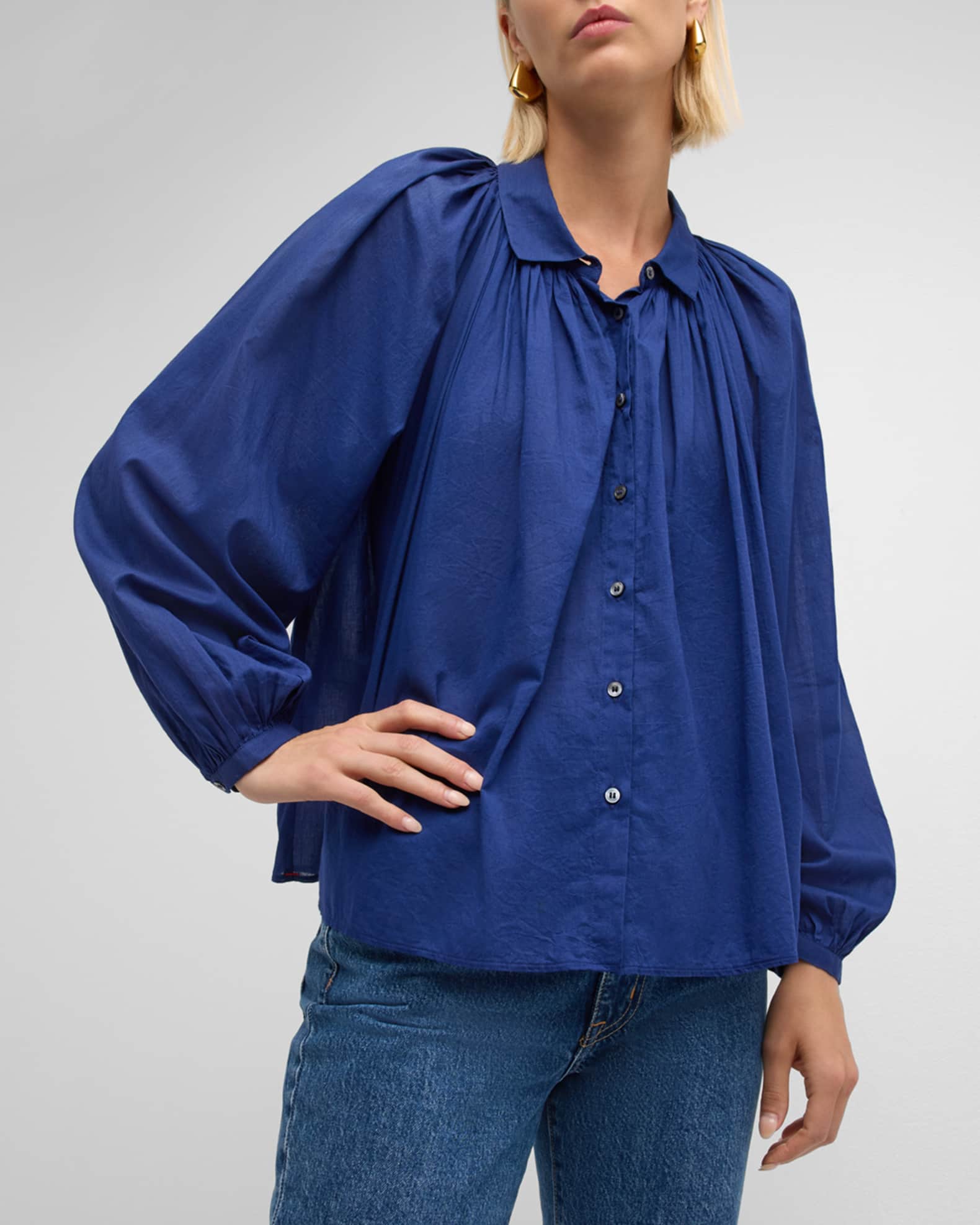 Xirena Fabienne Ruched Raglan-Sleeve Shirt | Neiman Marcus