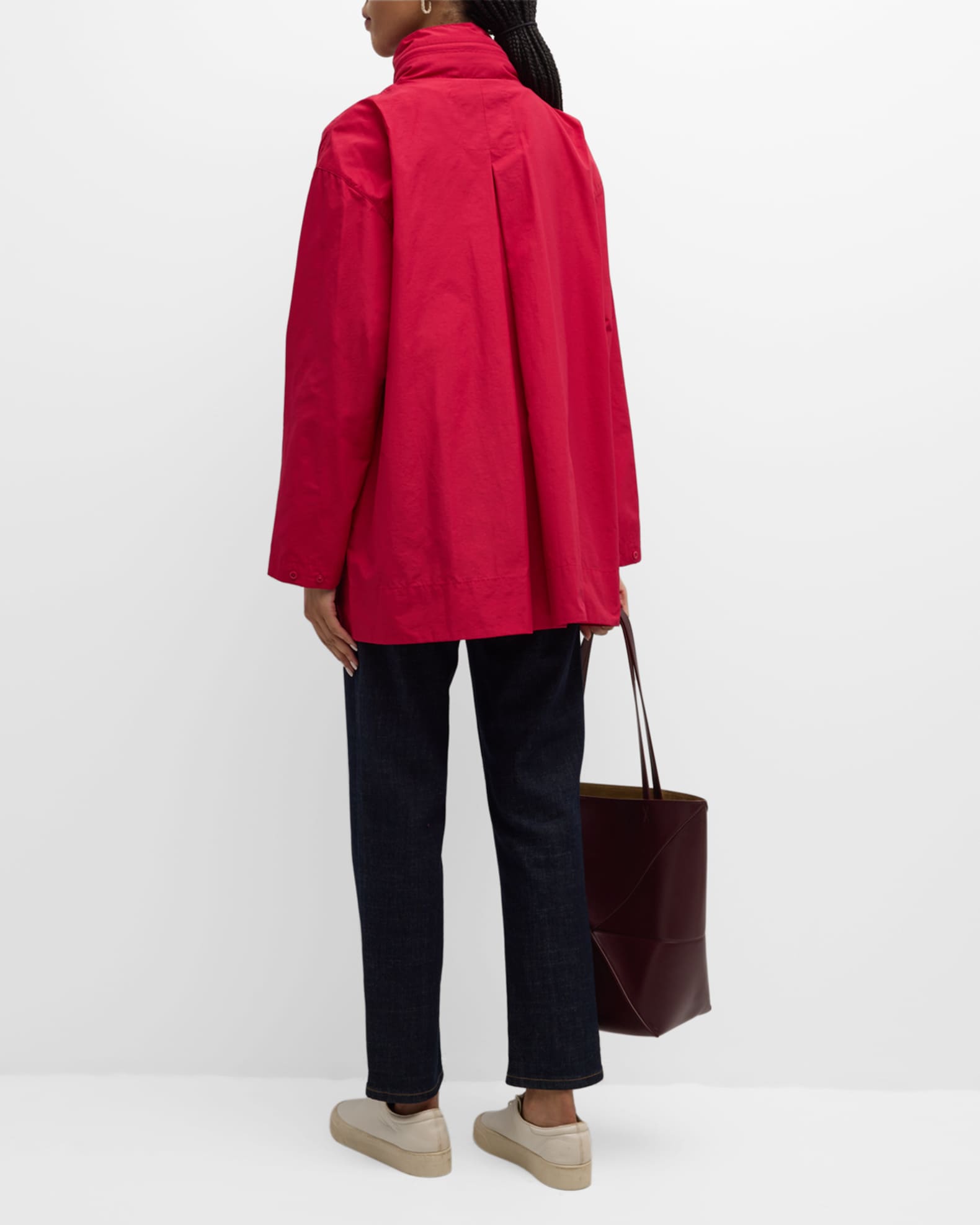 Eileen Fisher Stand-Collar Jacket with Hidden Hood | Neiman Marcus