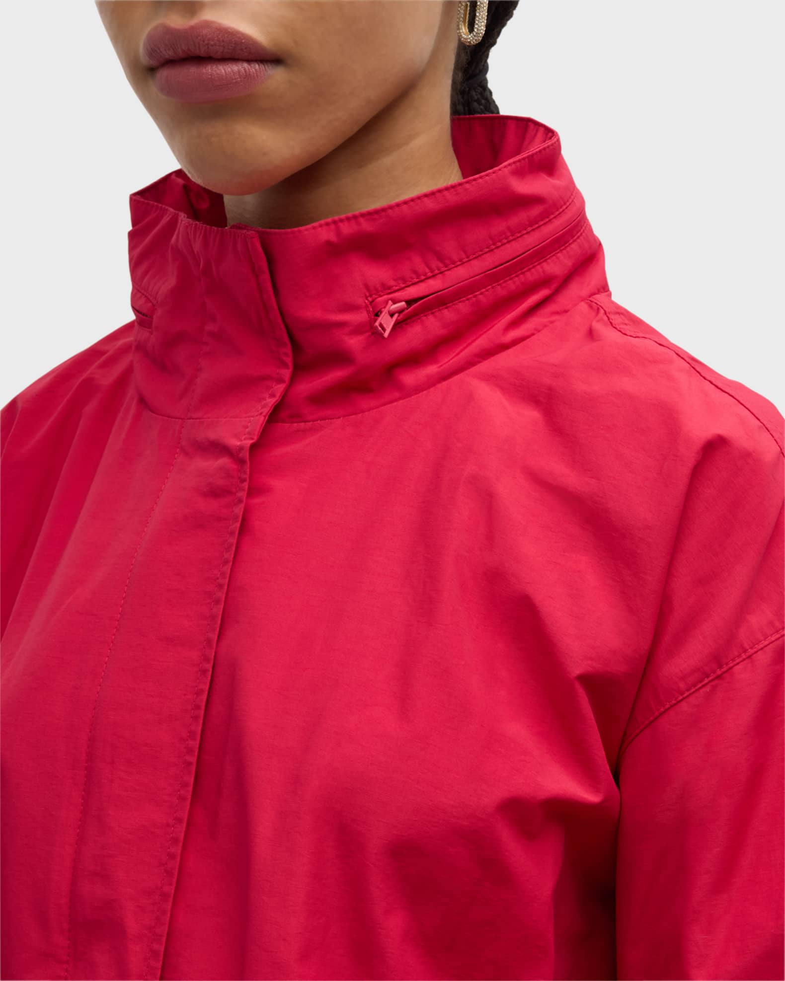 Eileen Fisher Stand-Collar Jacket with Hidden Hood | Neiman Marcus