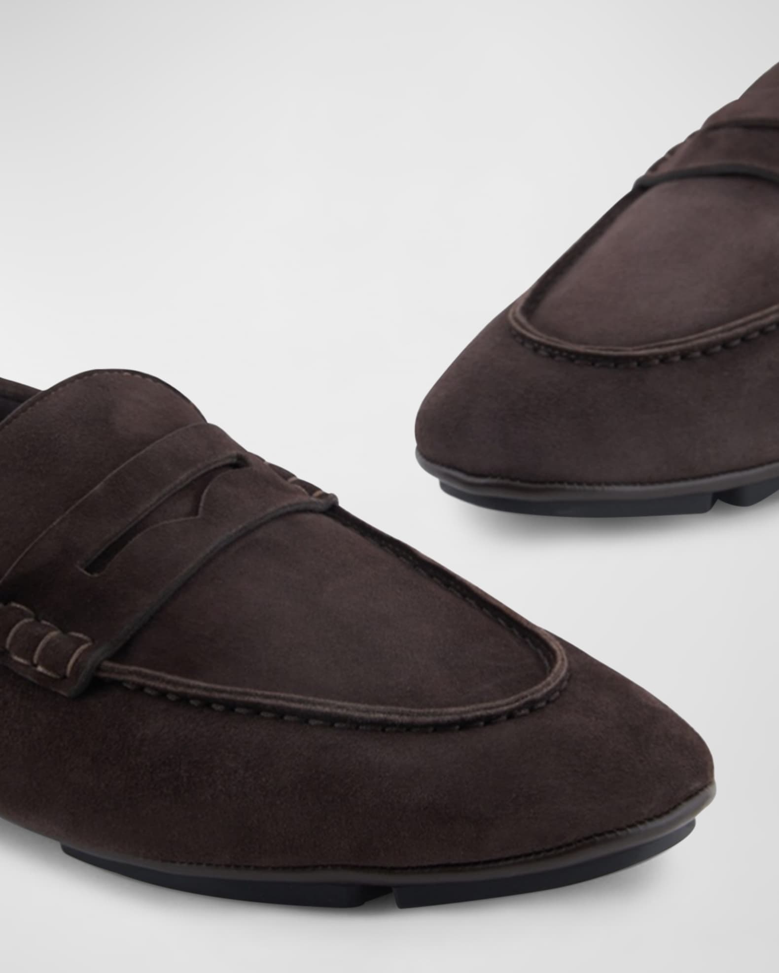 Giorgio Armani Men's Suede Driver Penny Loafers | Neiman Marcus