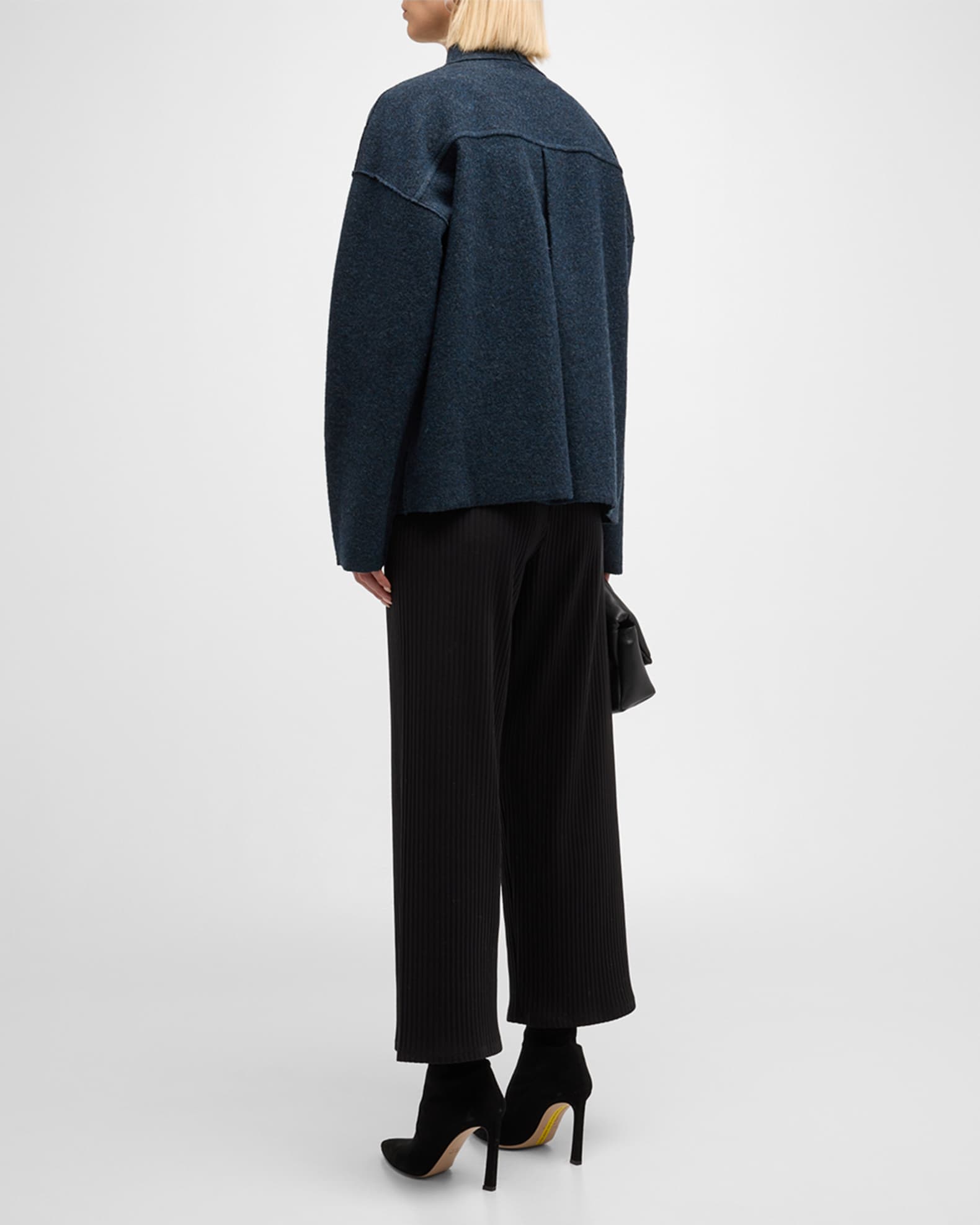 Eileen Fisher Open-Front Boiled Wool Jacket | Neiman Marcus