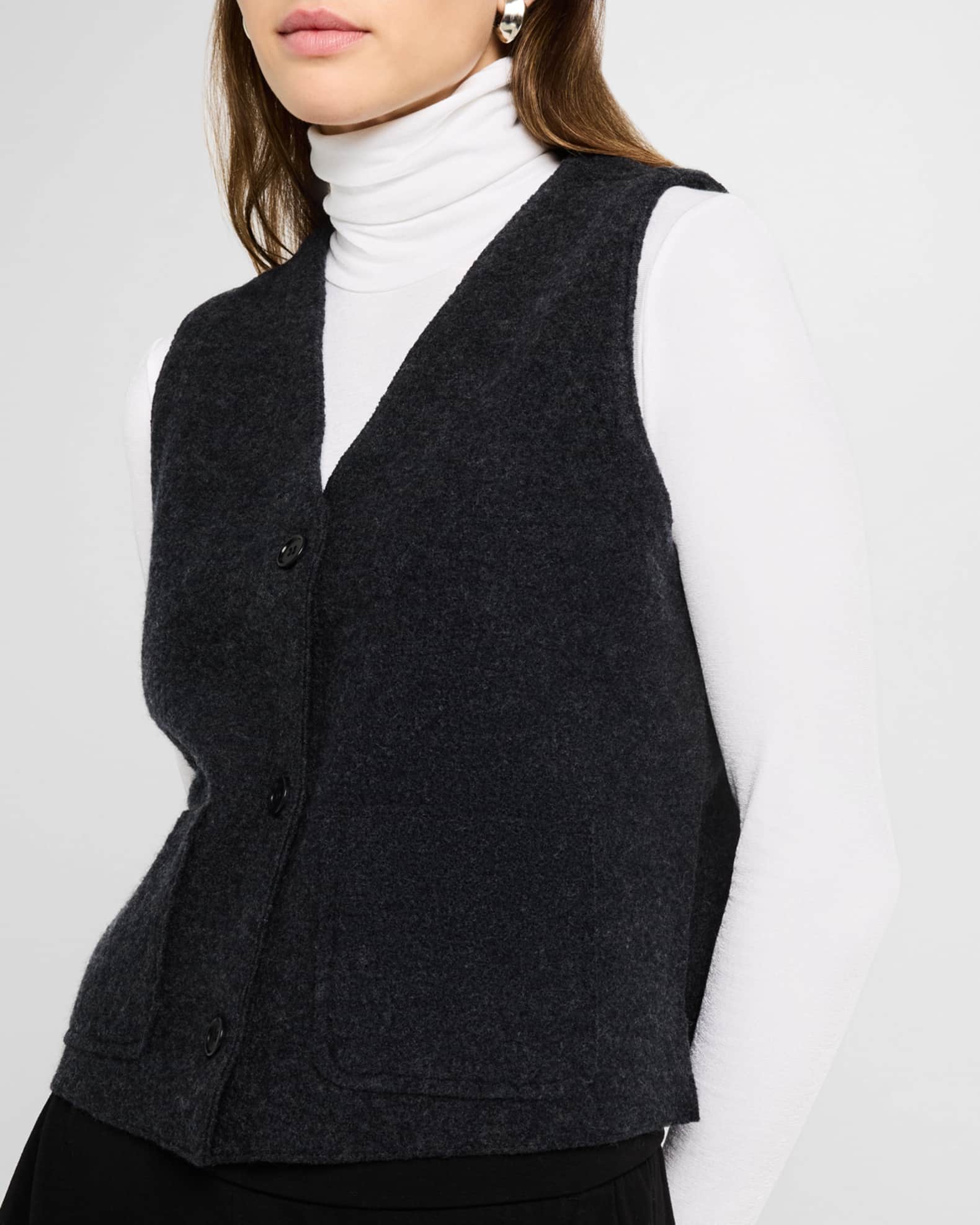 Eileen Fisher Lightweight Boiled Wool Vest | Neiman Marcus