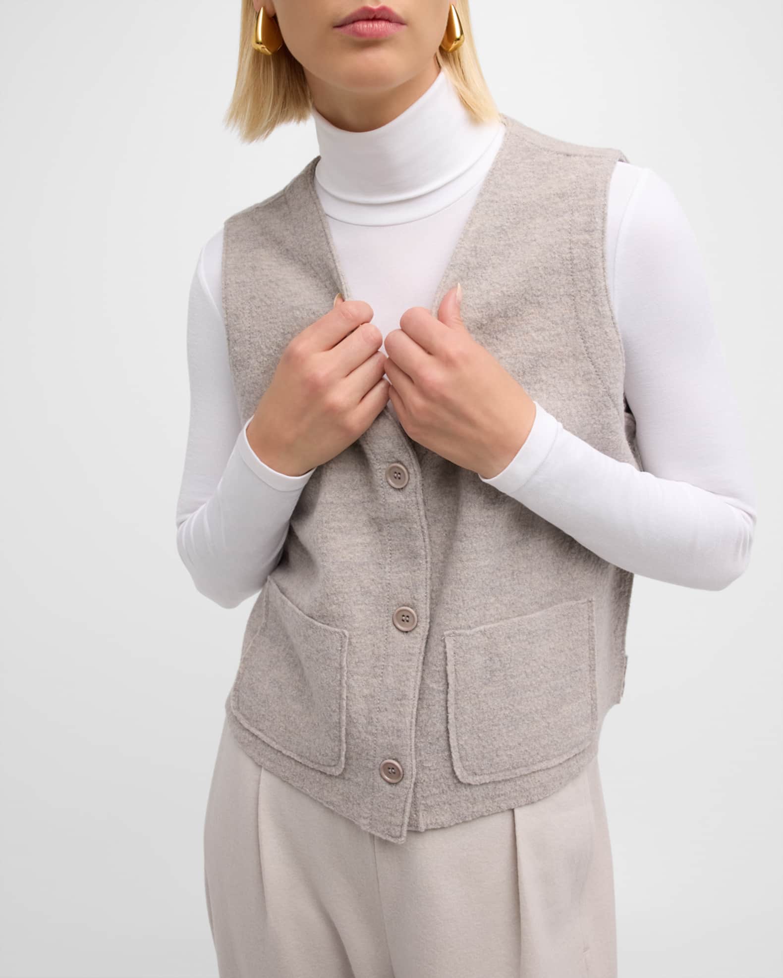 Eileen Fisher Lightweight Boiled Wool Vest | Neiman Marcus