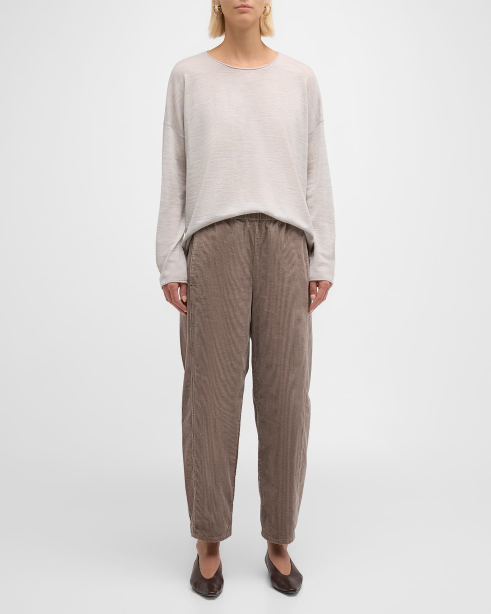 Eileen Fisher Cropped Organic Cotton Corduroy Lantern Pants | Neiman Marcus