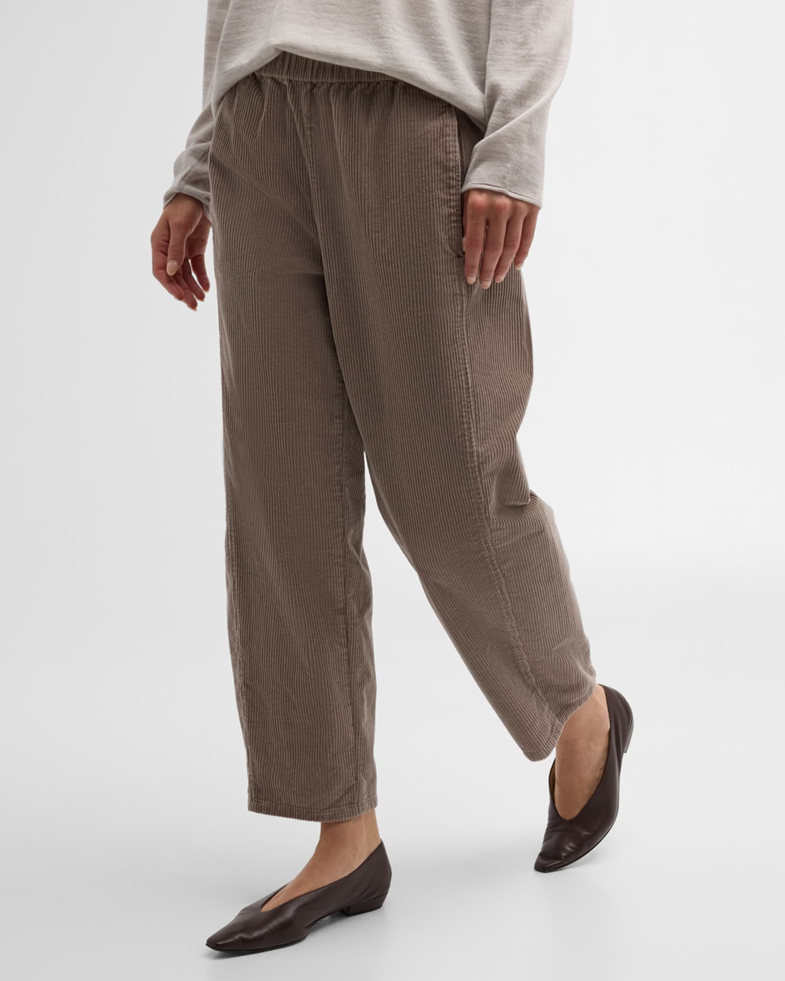Eileen Fisher Cropped Organic Cotton Corduroy Lantern Pants | Neiman Marcus