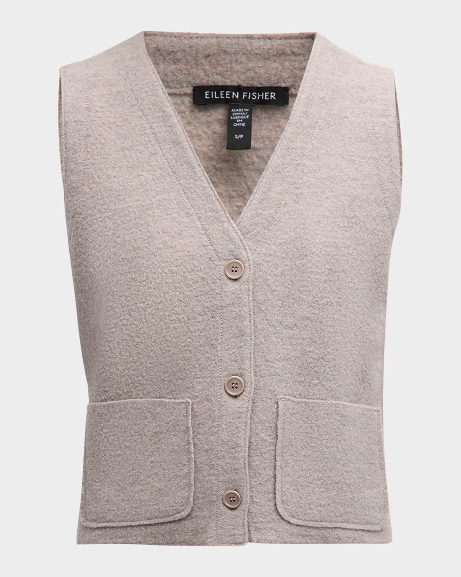 Eileen Fisher Petite Lightweight Boiled Wool Vest | Neiman Marcus