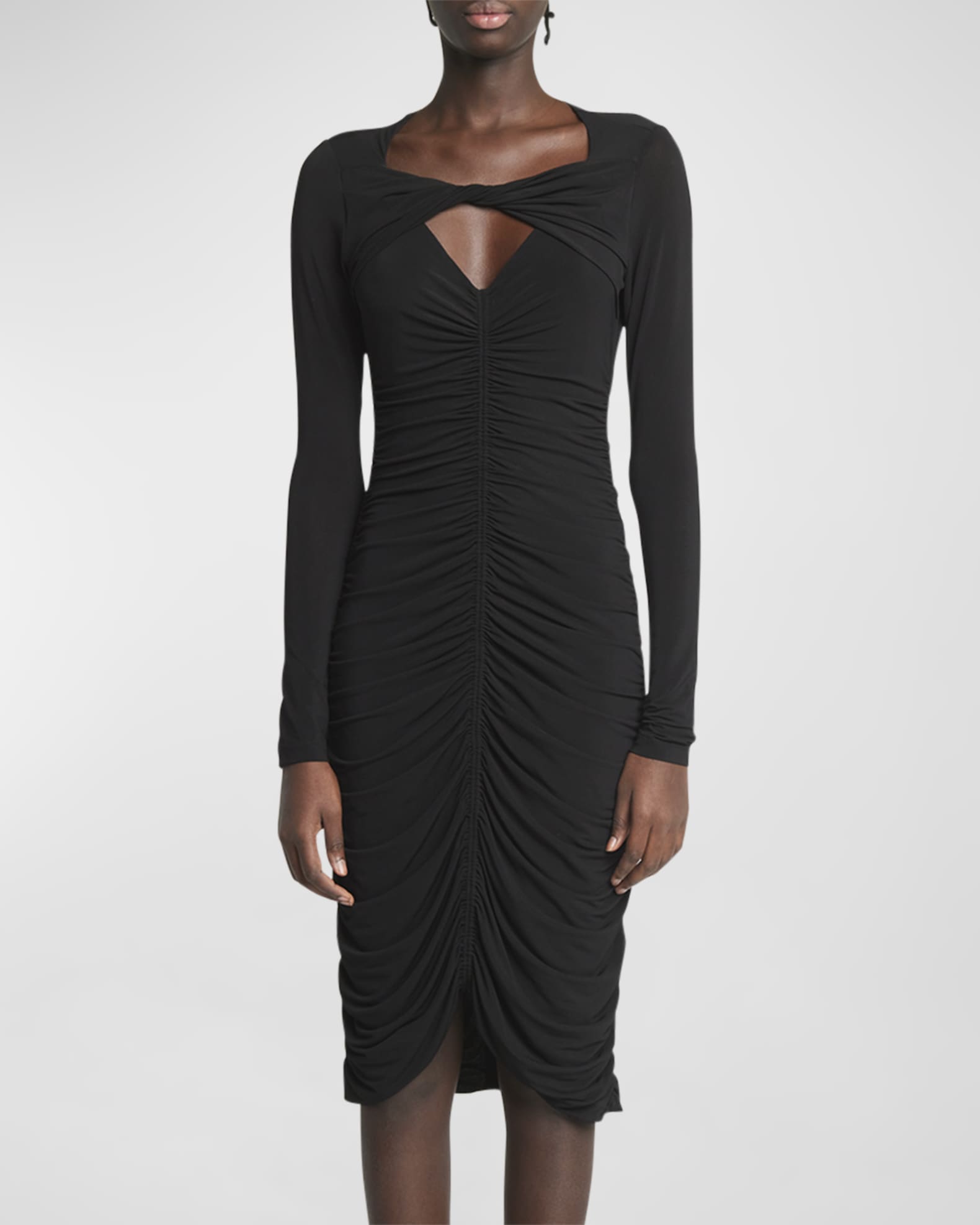 Isabel Marant Volgane Ruched Jersey Long-Sleeve Dress | Neiman Marcus