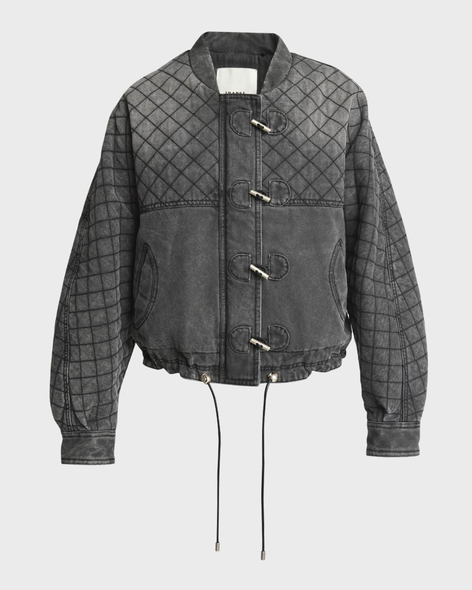 Isabel Marant Celiany Quilted Denim Bomber Jacket | Neiman Marcus