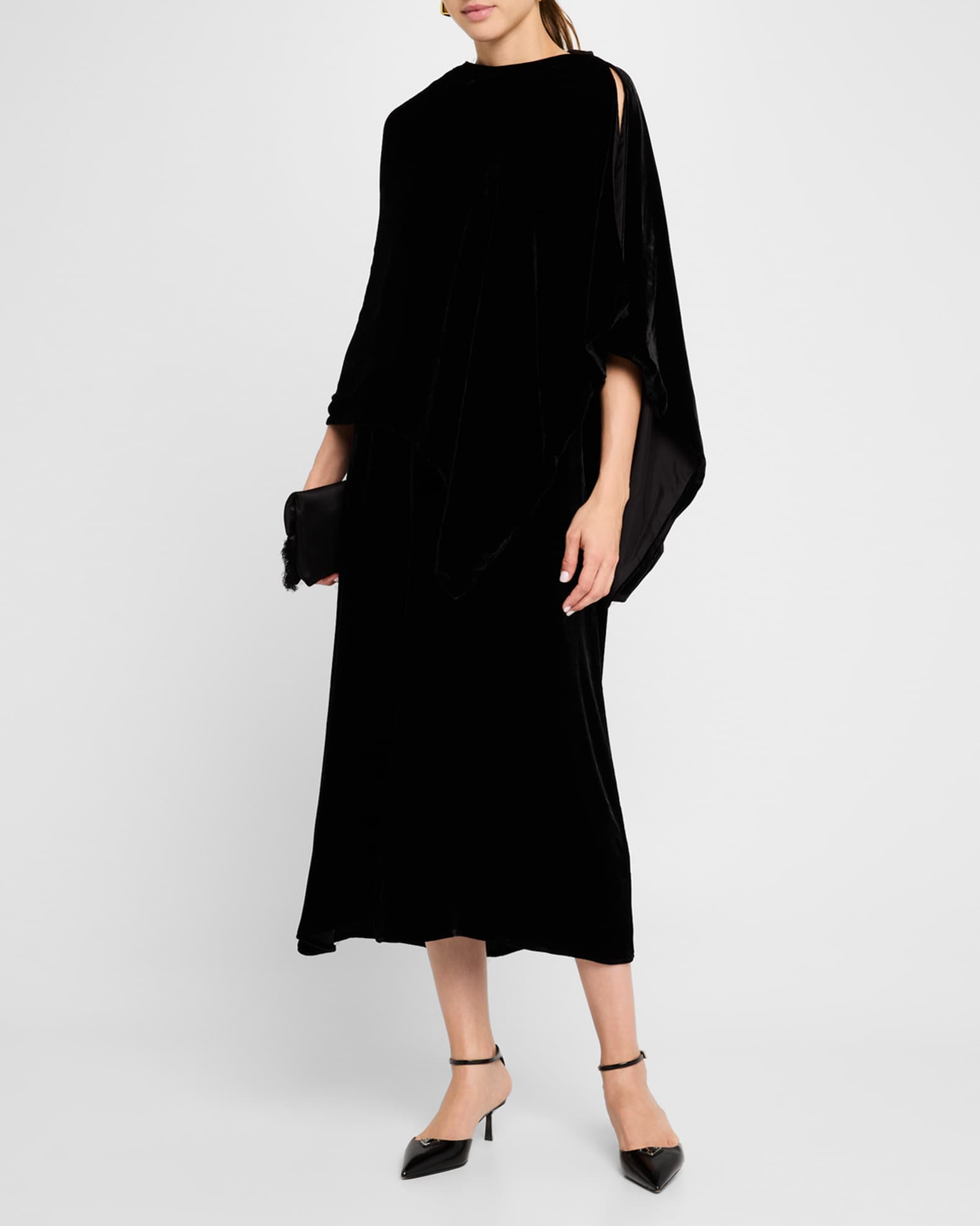Eileen Fisher Asymmetric High-Neck Velvet Poncho | Neiman Marcus