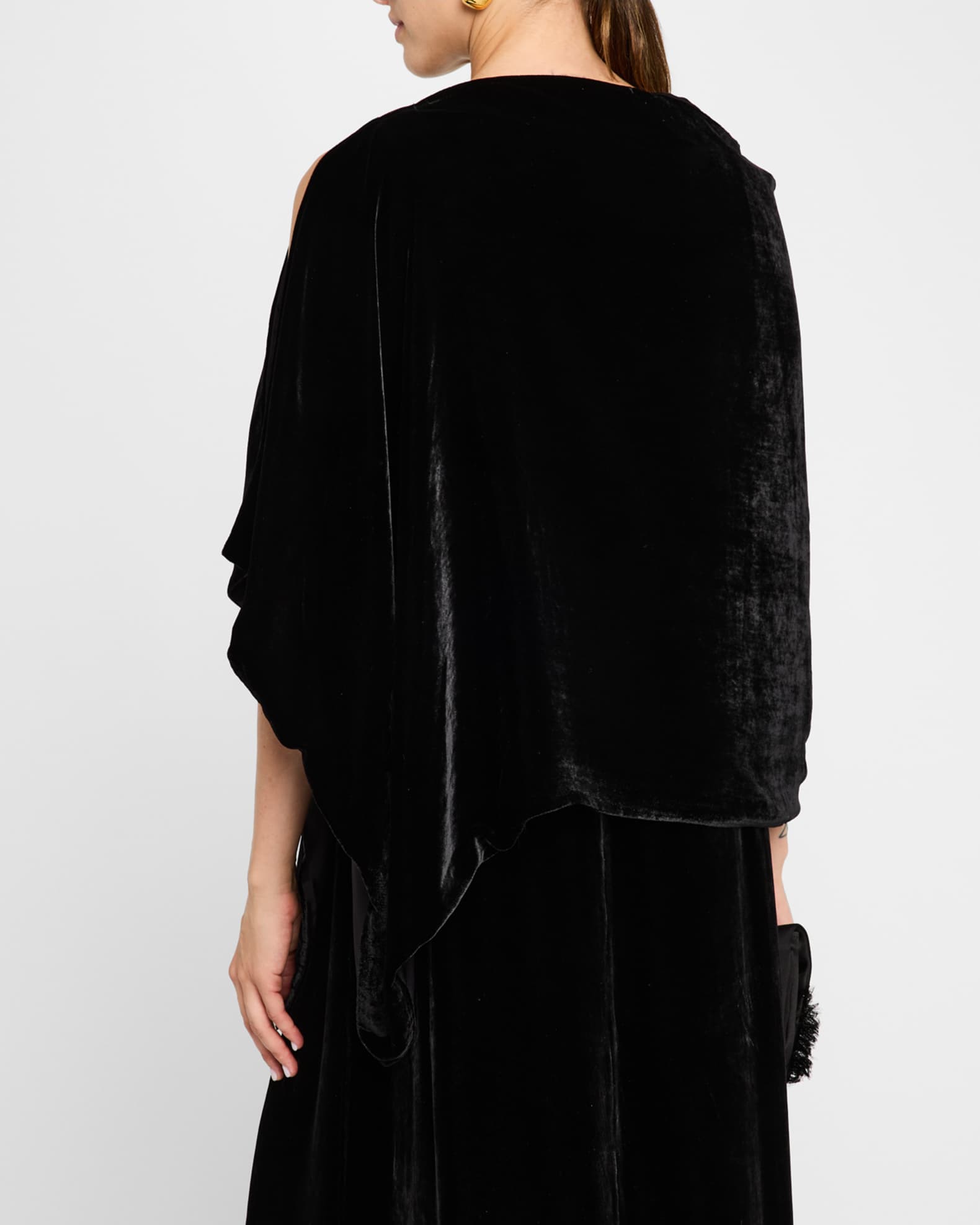 Eileen Fisher Asymmetric High-Neck Velvet Poncho | Neiman Marcus