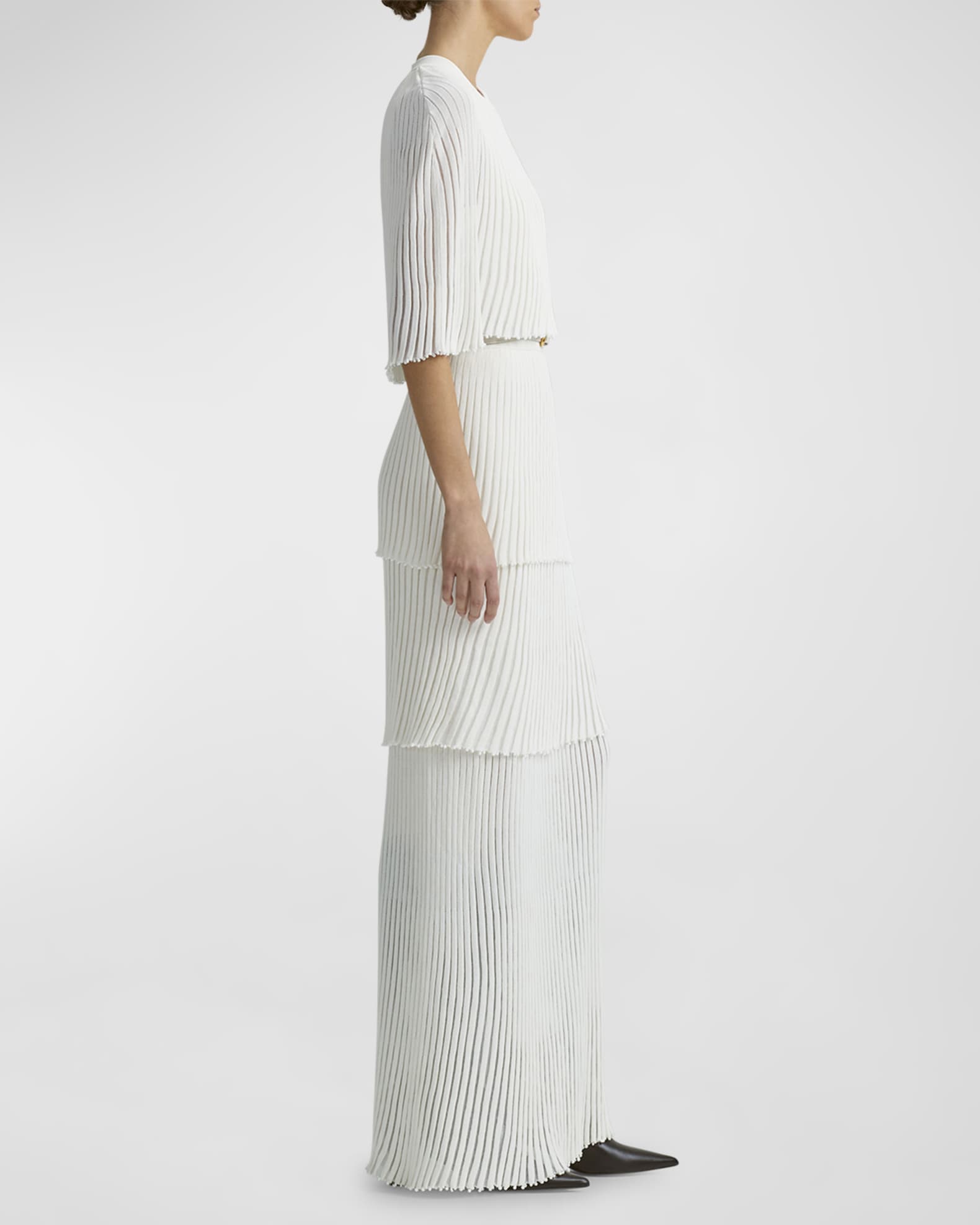 Altuzarra Aerial Tiered Rib Cape Maxi Dress | Neiman Marcus