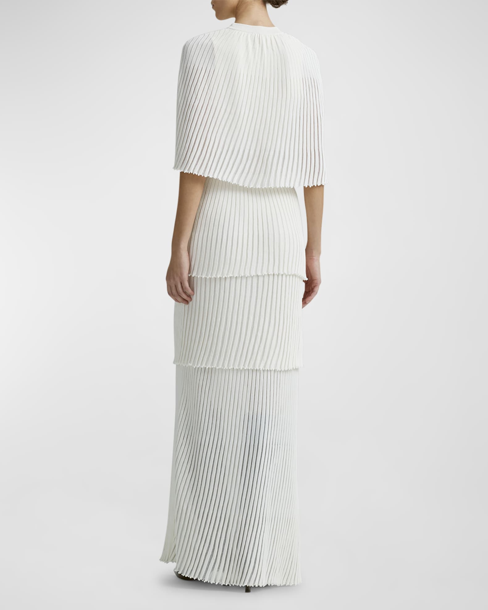 Altuzarra Aerial Tiered Rib Cape Maxi Dress | Neiman Marcus
