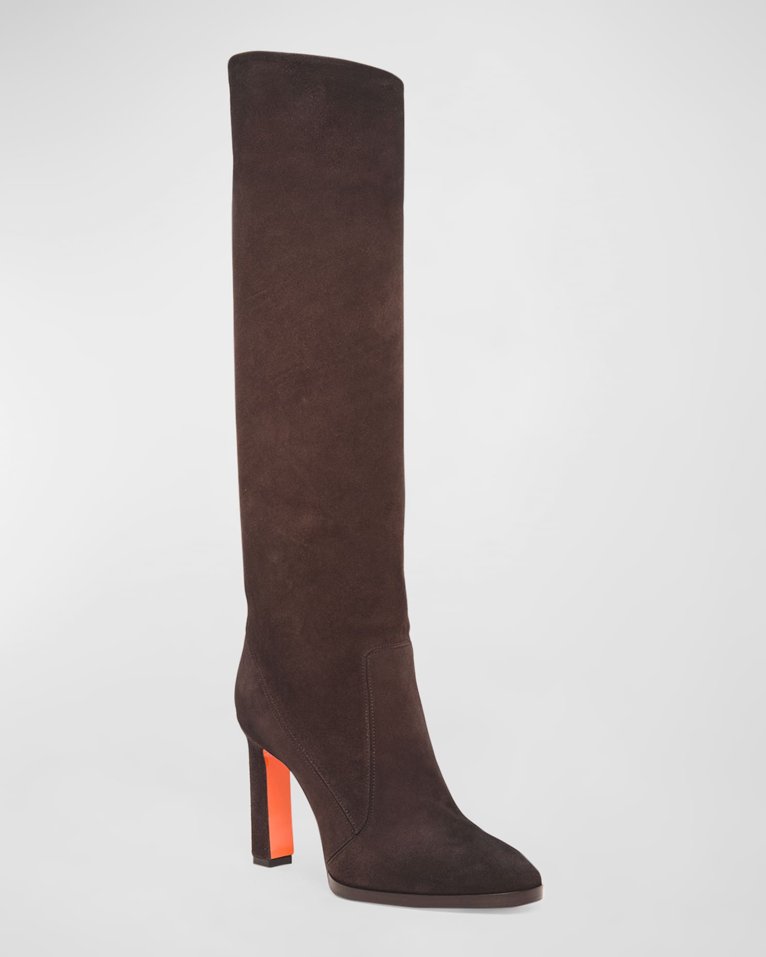 Santoni Andy Suede Stiletto Knee Boots | Neiman Marcus