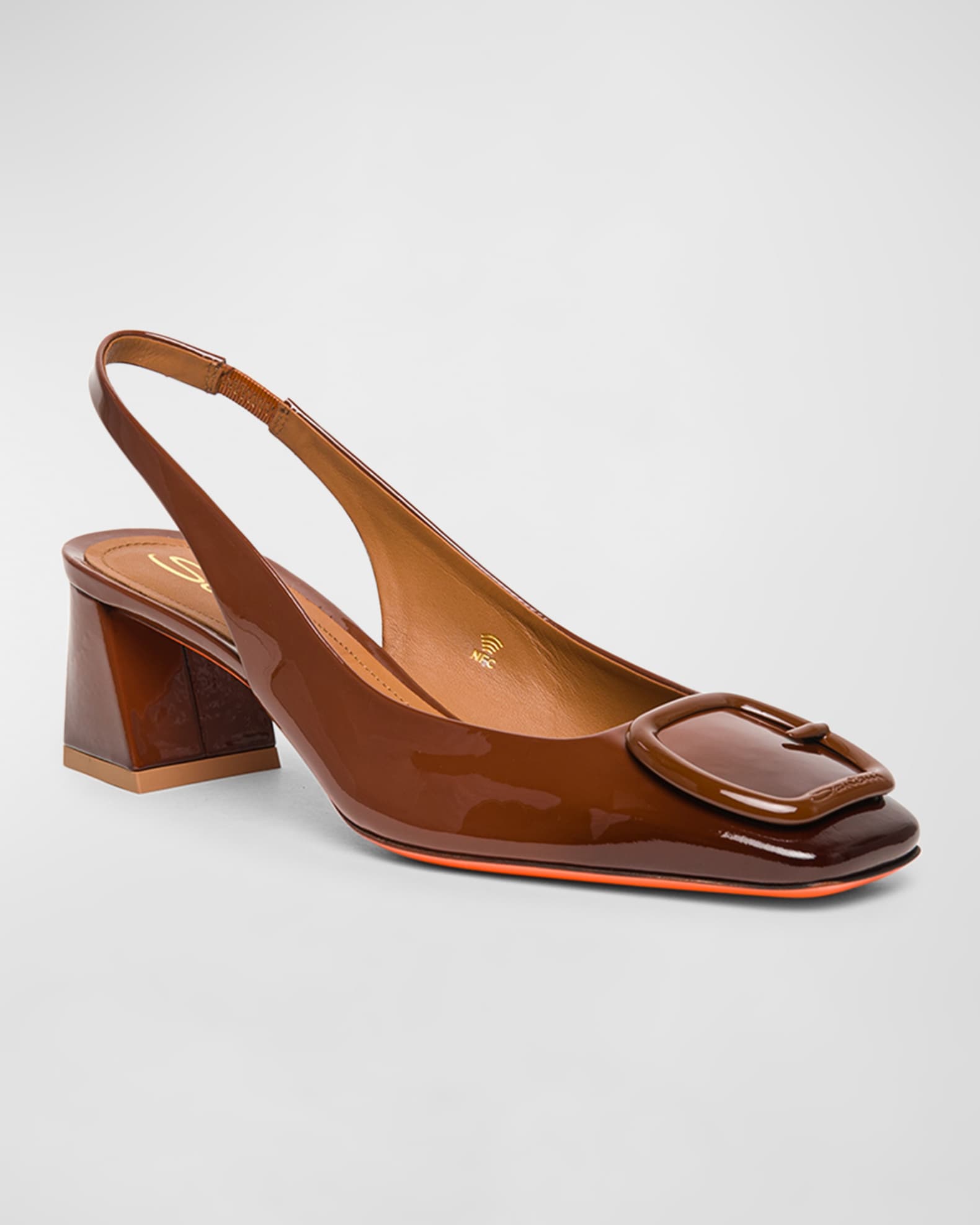 Santoni Lemon Patent Buckle Slingback Pumps | Neiman Marcus
