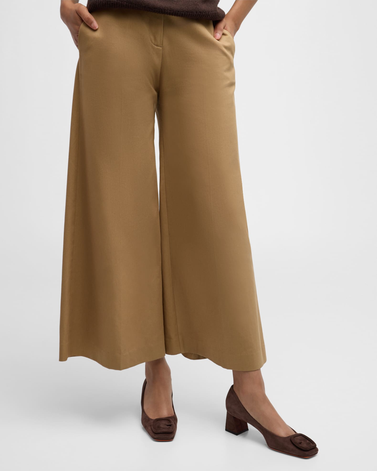 Santoni Suede Buckle Block-Heel Pumps | Neiman Marcus