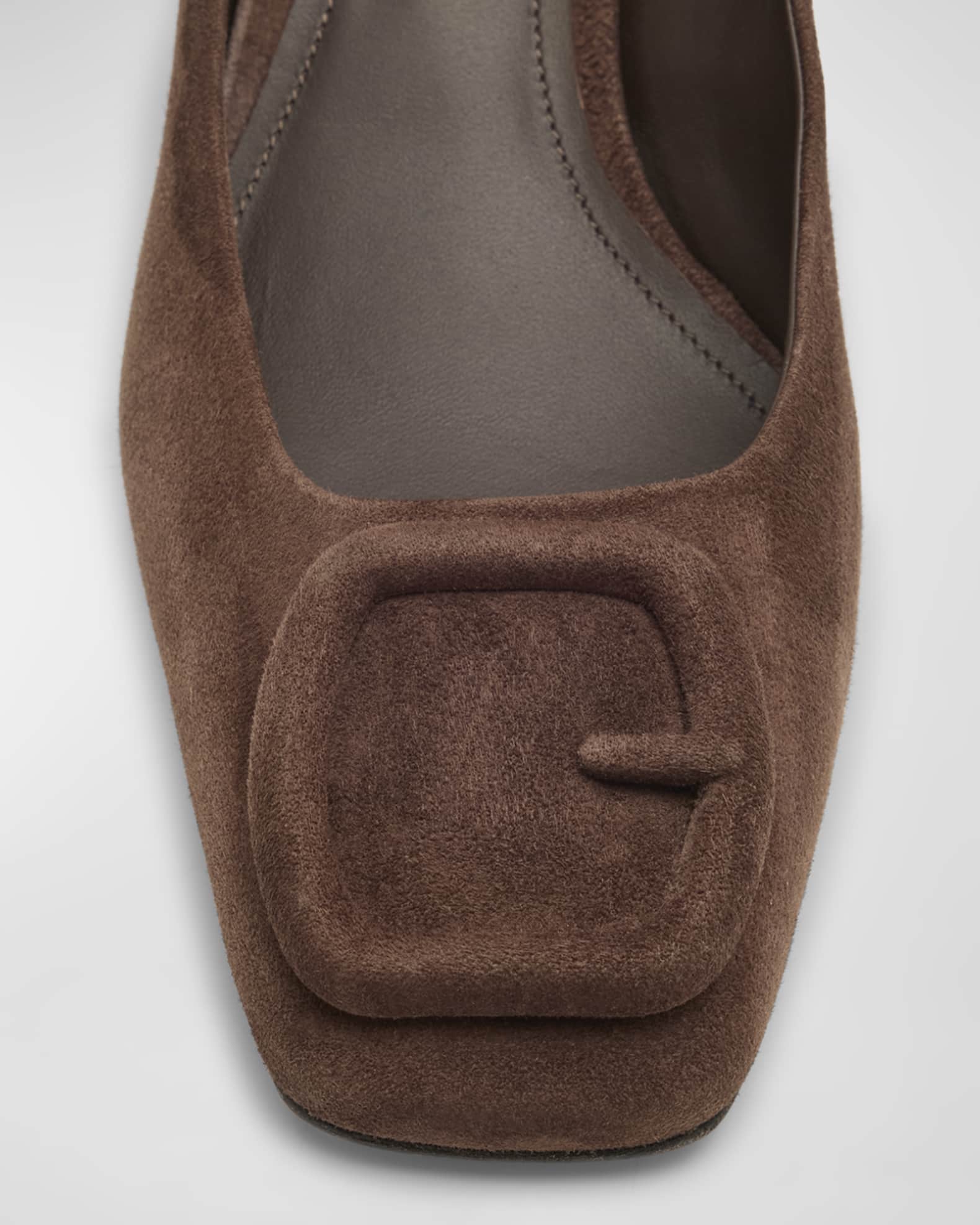 Santoni Suede Buckle Block-Heel Pumps | Neiman Marcus